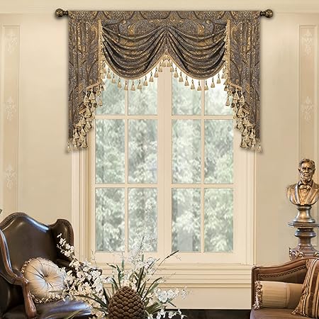 Amazon.com: Loom and Mill Luxury Jacquard Waterfall Valance for Living ...