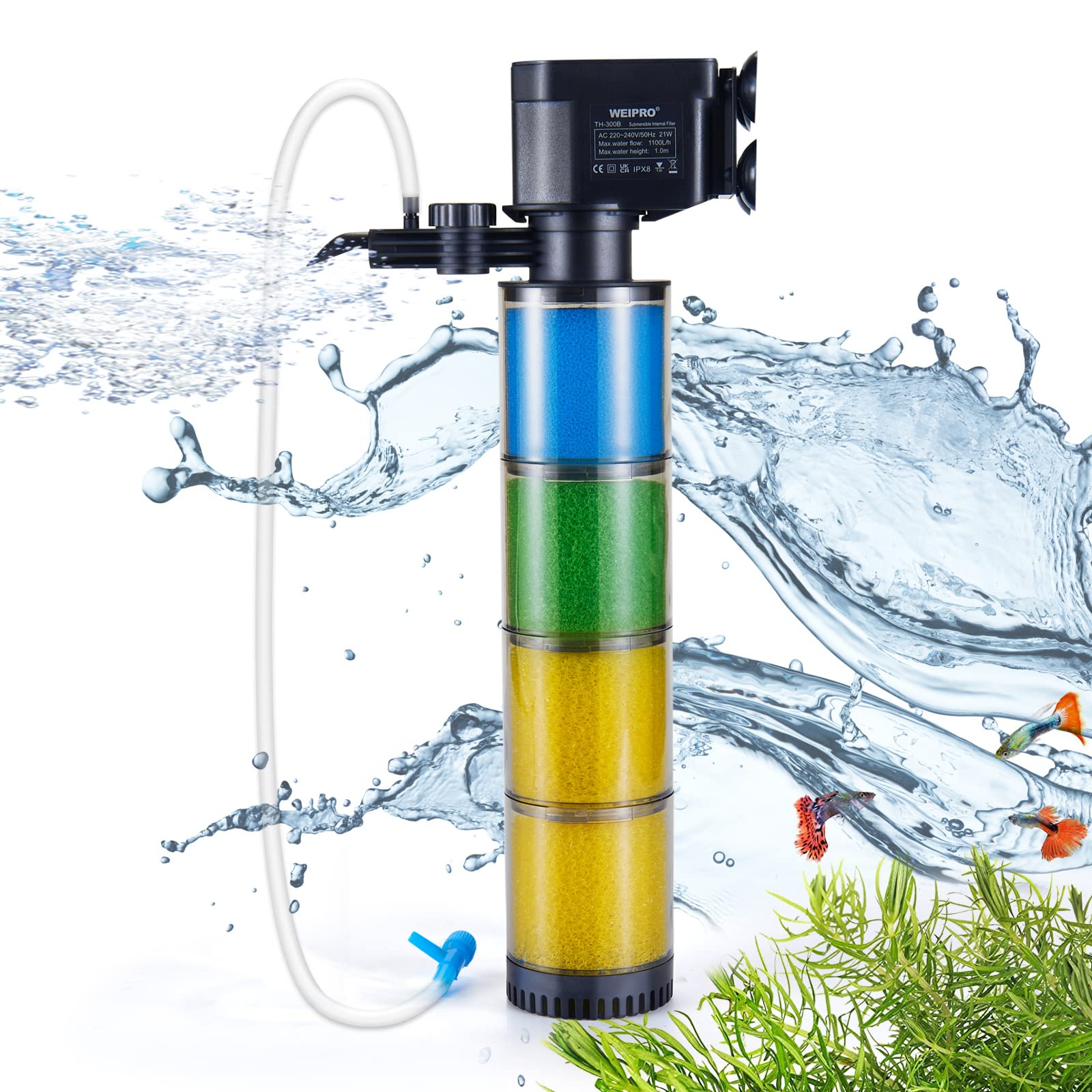 Weipro Fish Tank Filter with 4-Stage Filtration, Transparent Filter ...