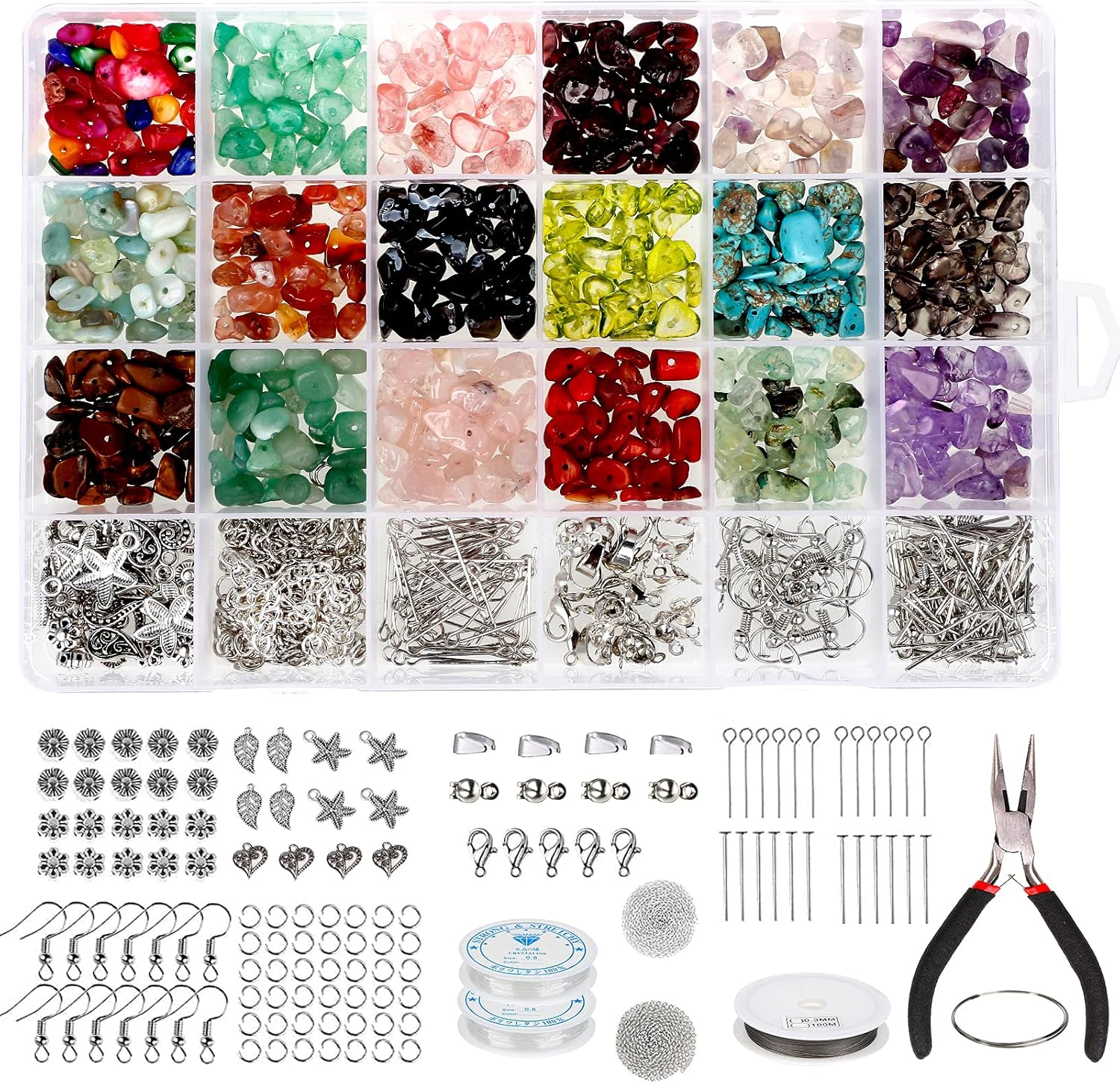 1150pcs Crystal Jewellery Making Kit, 18 Colors Chip Gemstone Beads ...