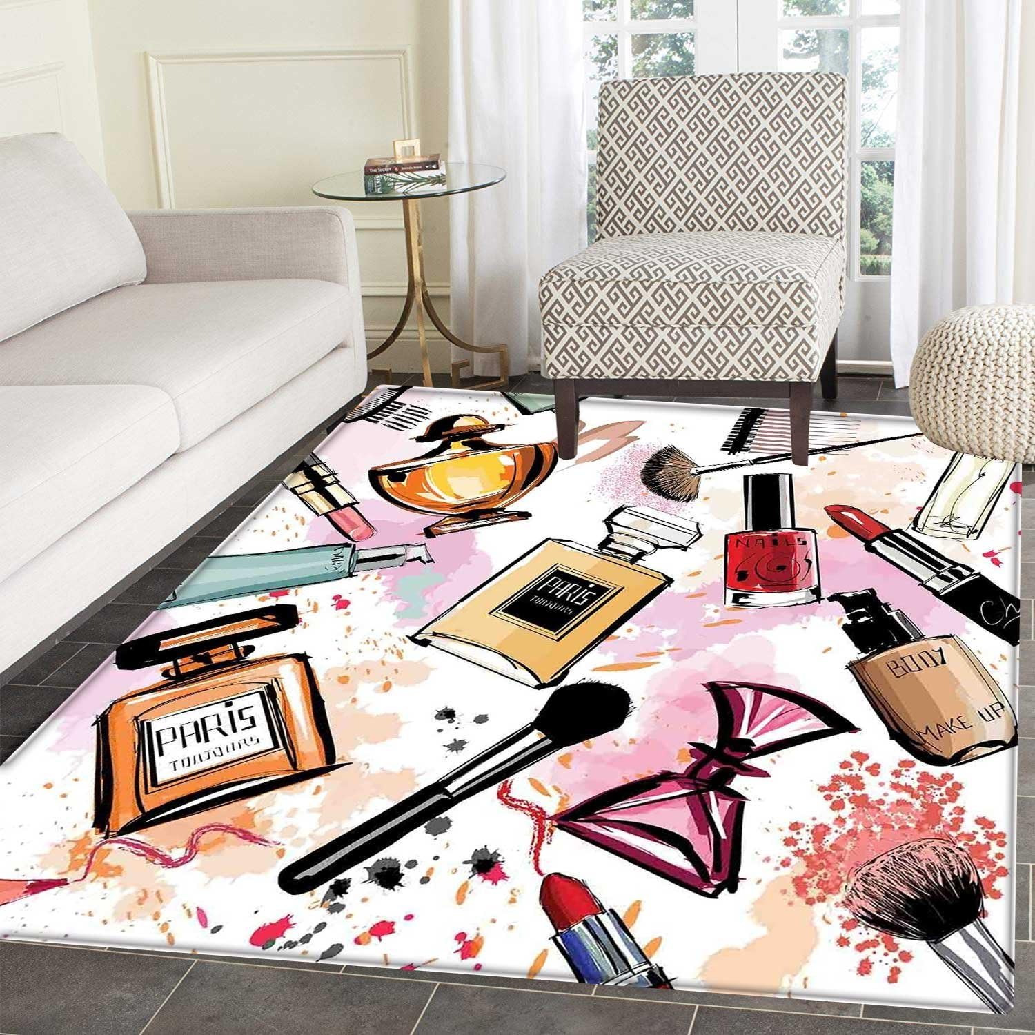 Amazon.com: Girls Mat Kid Carpet Cosmetic and Makeup Theme Pattern with ...