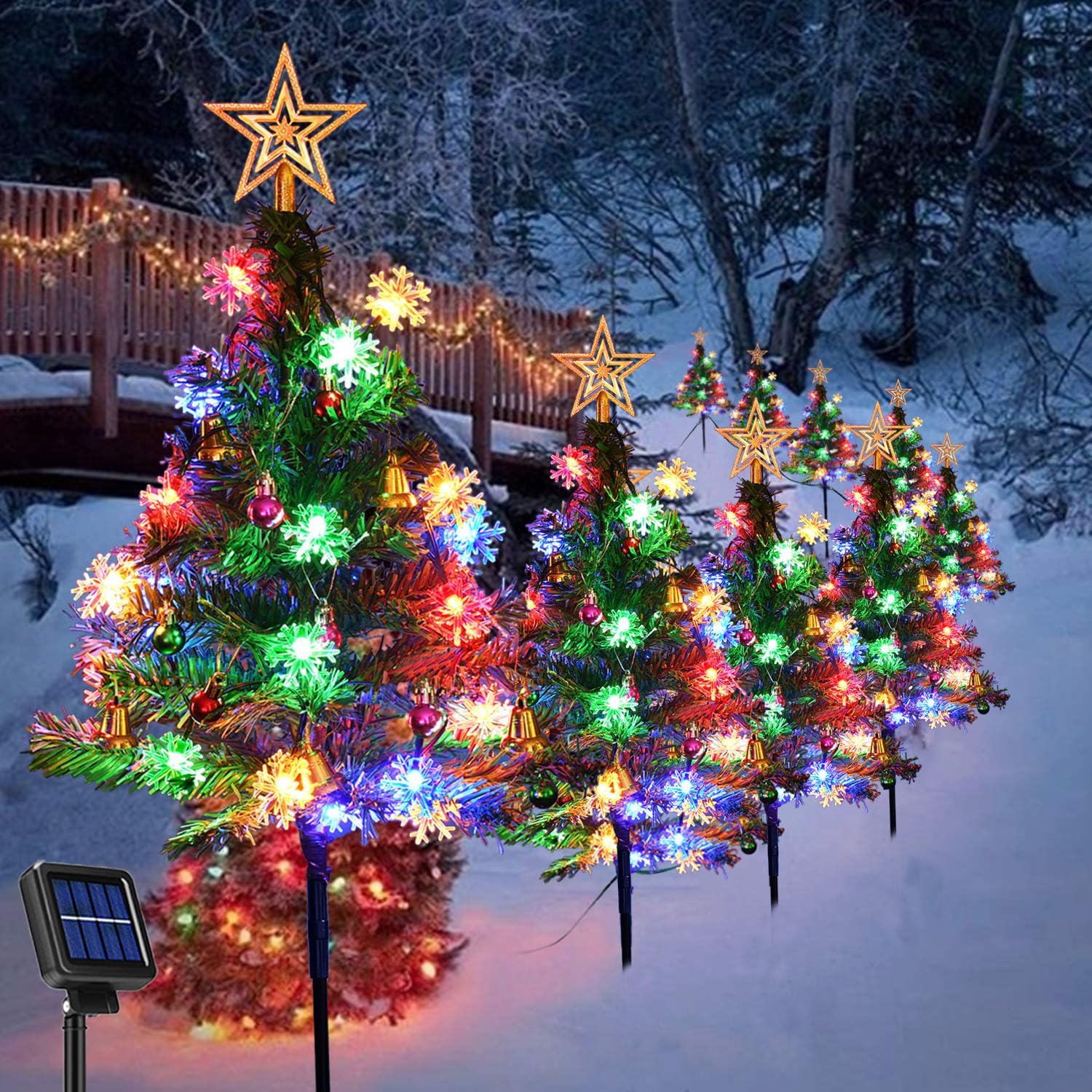 Amazon.com: Upgraded 4 Pack Solar Christmas Tree Outdoor Christmas ...
