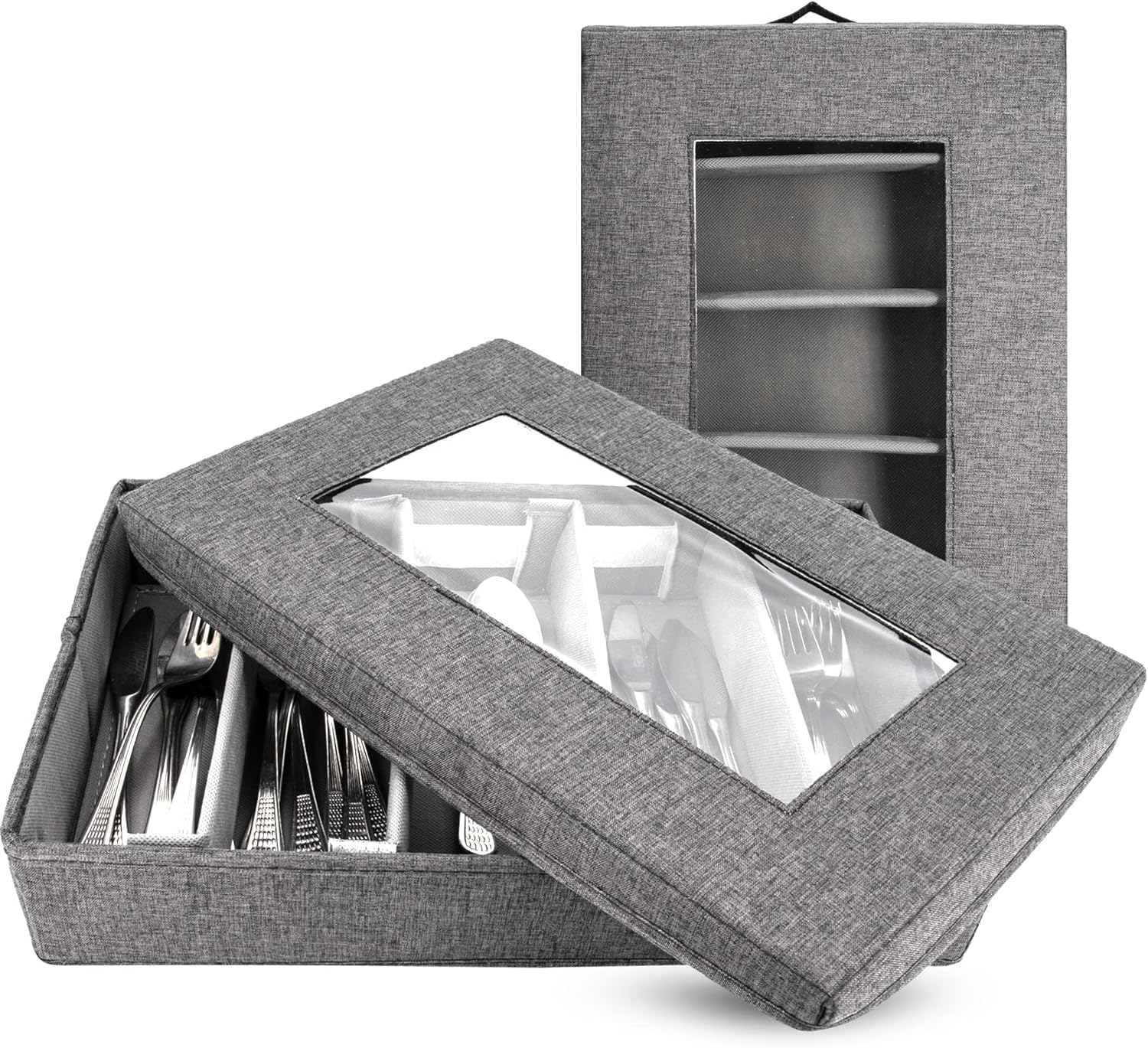 Homelux Theory Silverware Organizer with Lid, Hard Shell China Storage ...