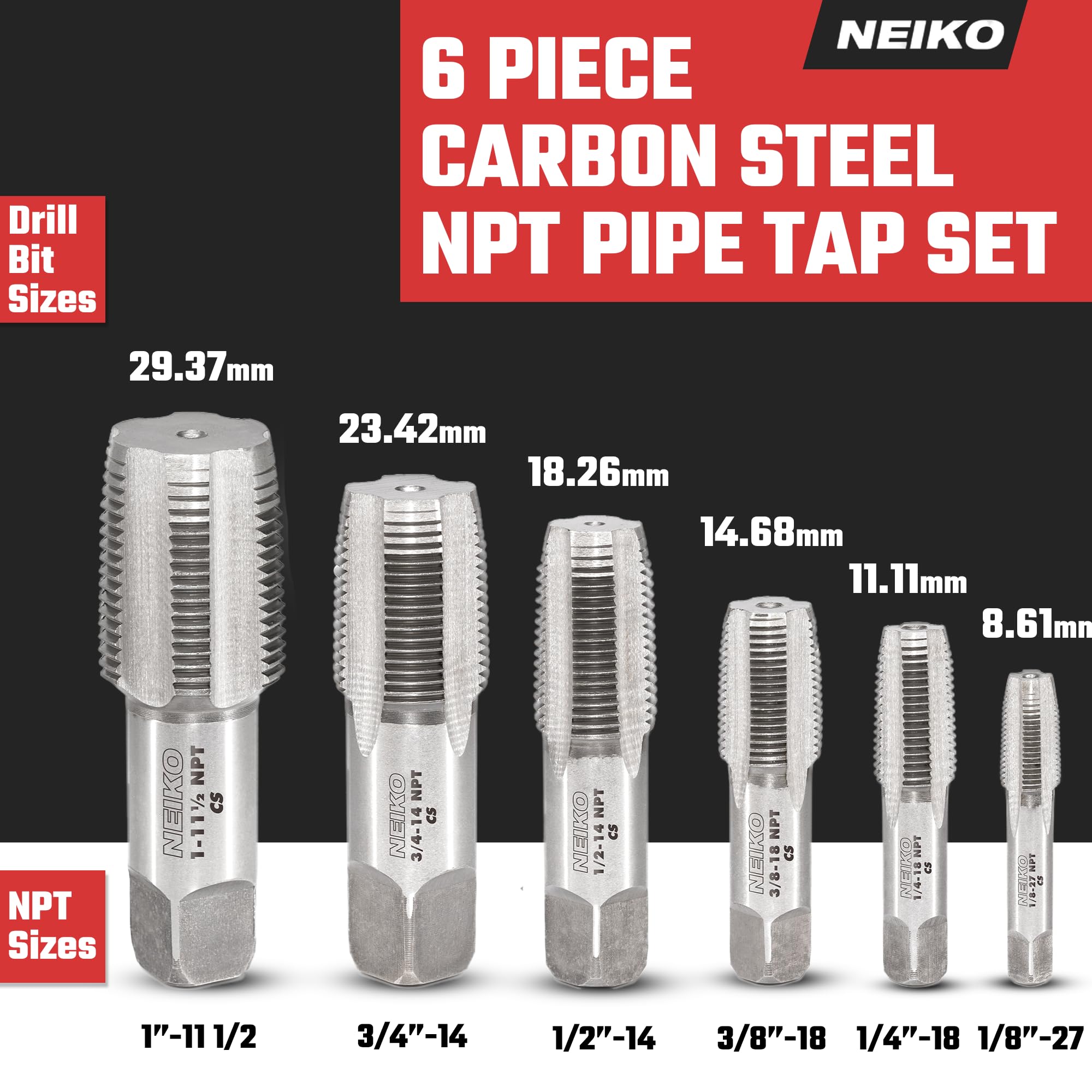 Snapklik.com : 00931A NPT Pipe Tap Set, 6 Pc, Copper, Brass And PVC ...