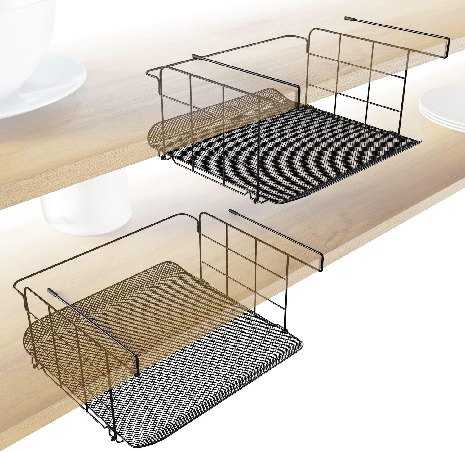 KD Essentials – 2× under-shelf storage baskets, set of two, mesh design ...