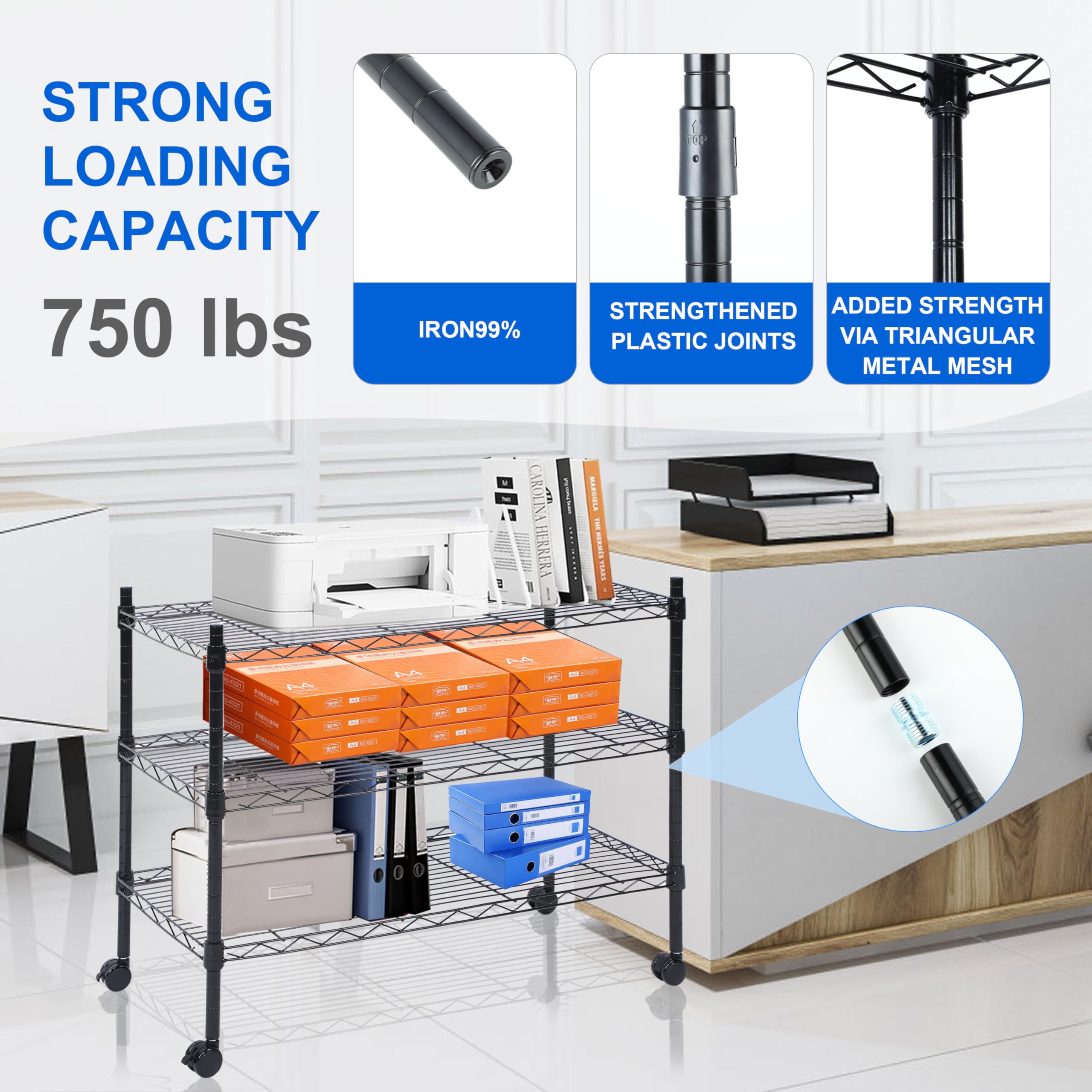 Snapklik.com : HealSmart Heavy Duty 3-Tier Shelving Units - Adjustable ...