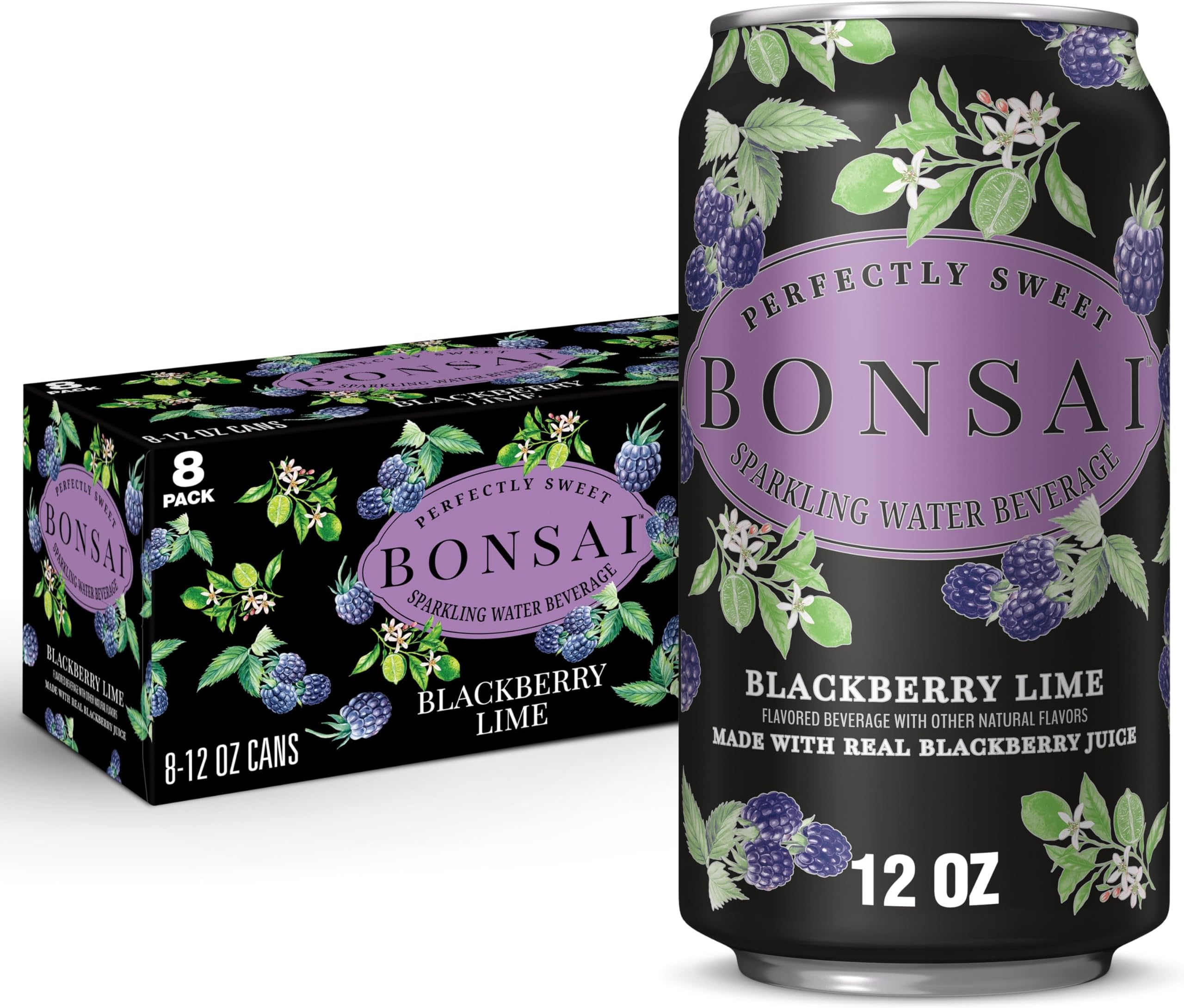 Amazon.com: Bonsai Blackberry Lime Sweetened Sparkling Water, 12 fl oz cans, 8 pack : Grocery ...