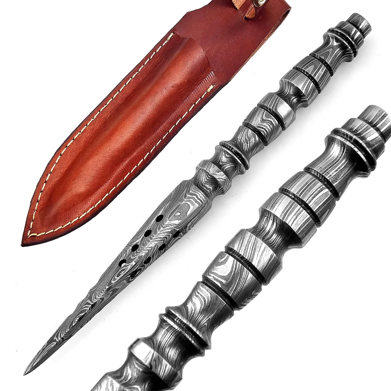 Amazon.com : Handmade Damascus steel kriss dagger hunting knife outdoor ...