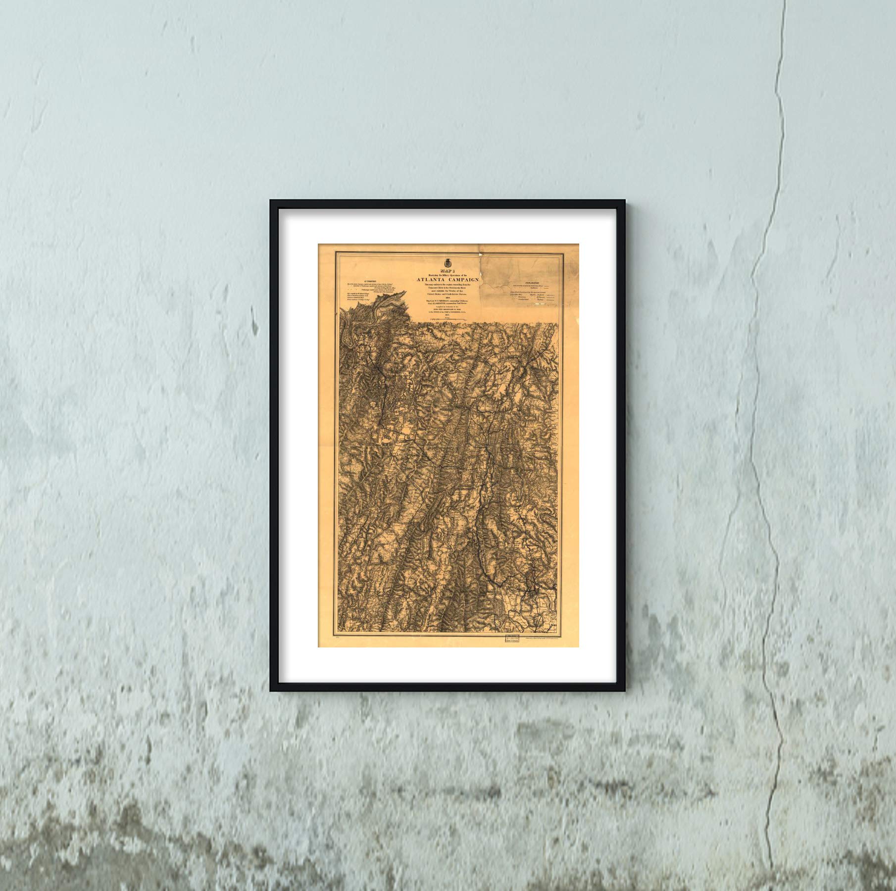 Buy Atlanta Campaign, 1864 Civil War Shows Union Army Lines of March ...