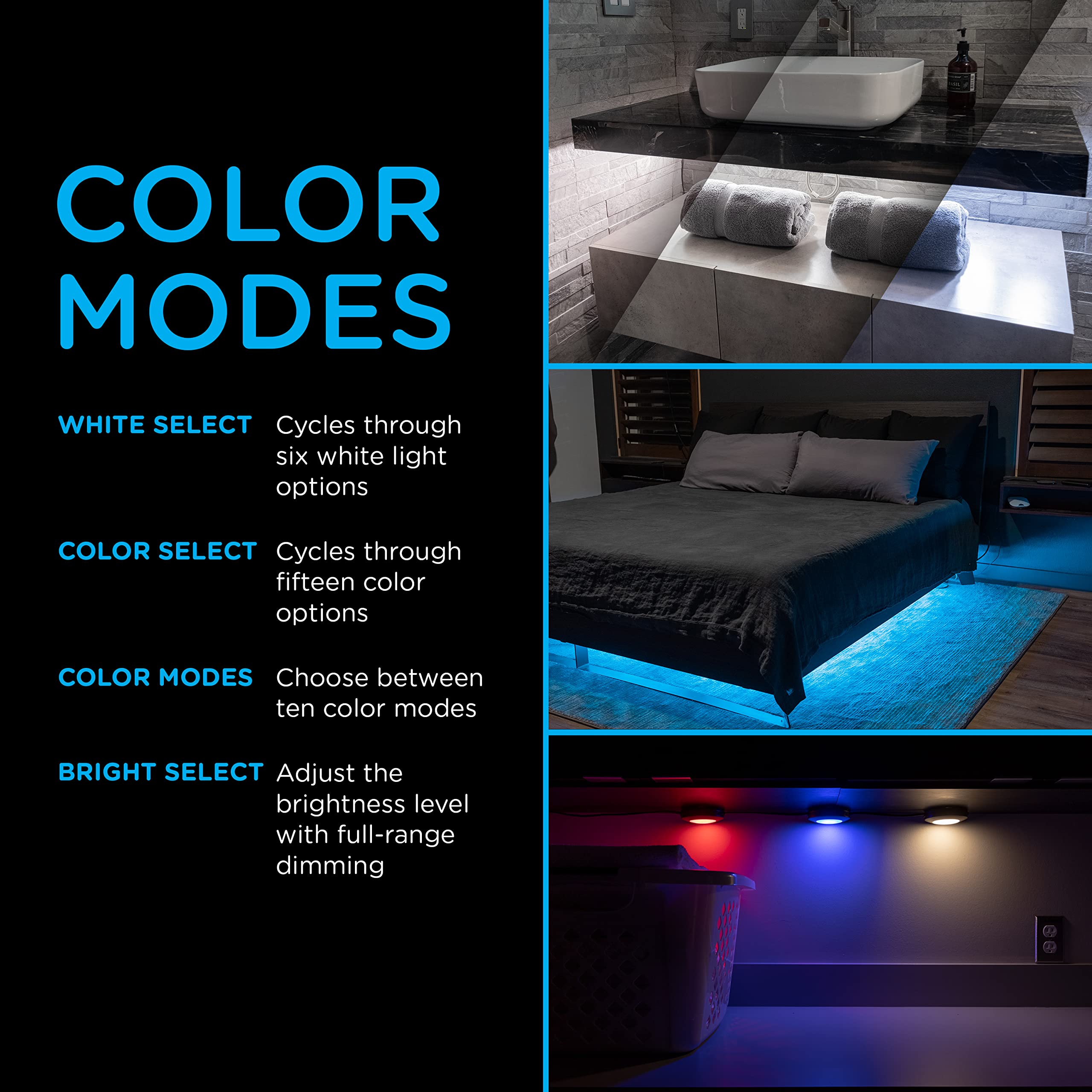 Snapklik.com : ENBRIGHTEN Spectrum LED Pucks, 3 Puck, Multicolor Or ...
