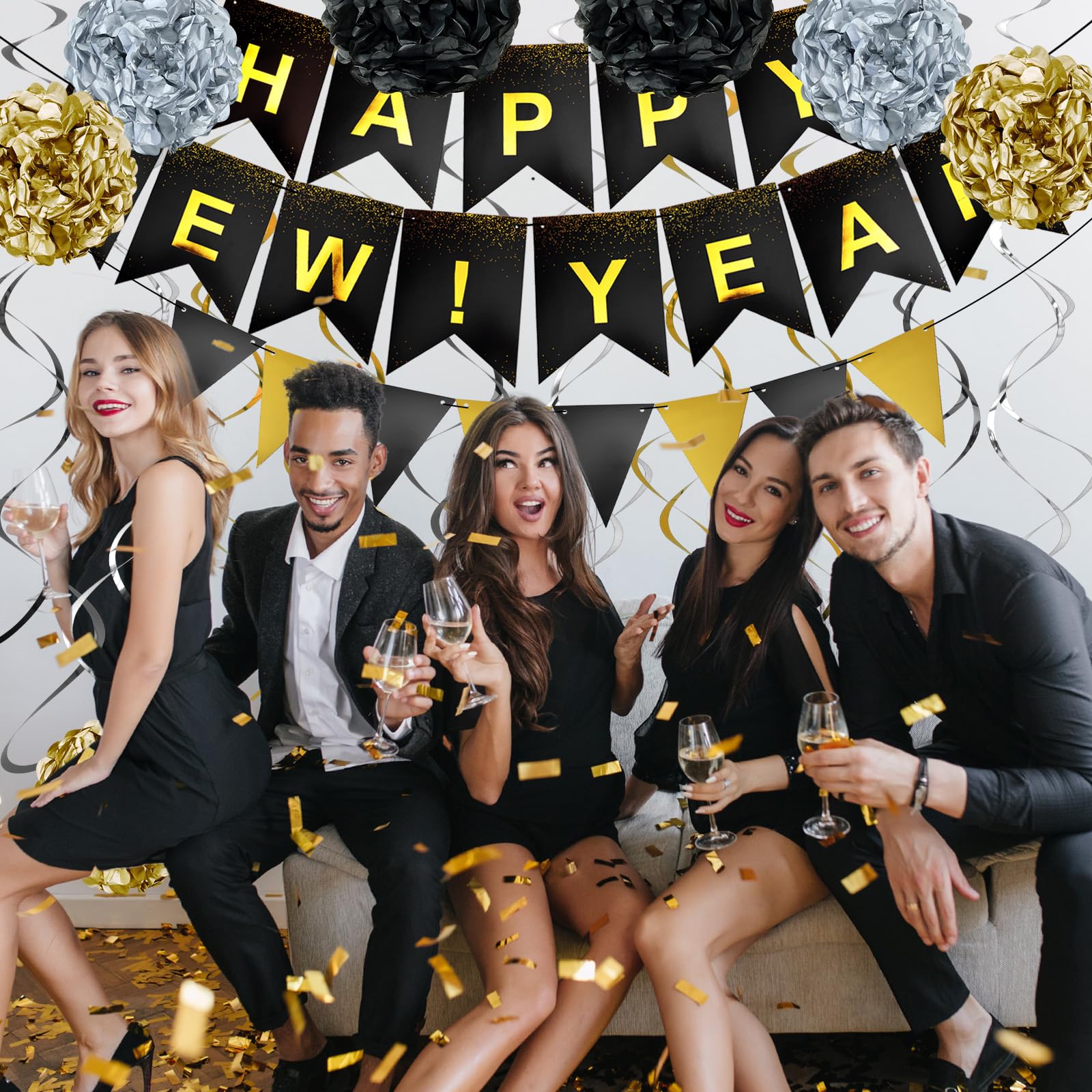 Snapklik.com : RUBFAC Happy New Years Eve Party Supplies 2024, Happy ...