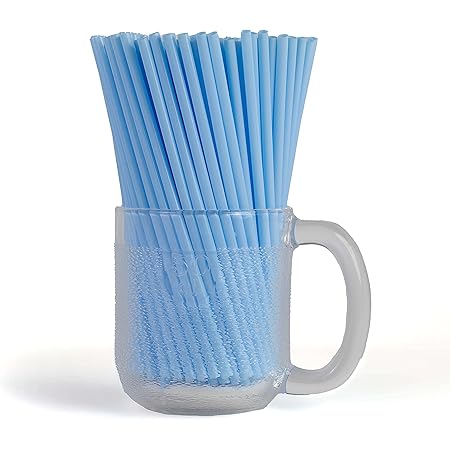 Amazon.com: ALINK Biodegradable Light Blue White Paper Straws, Pack of ...