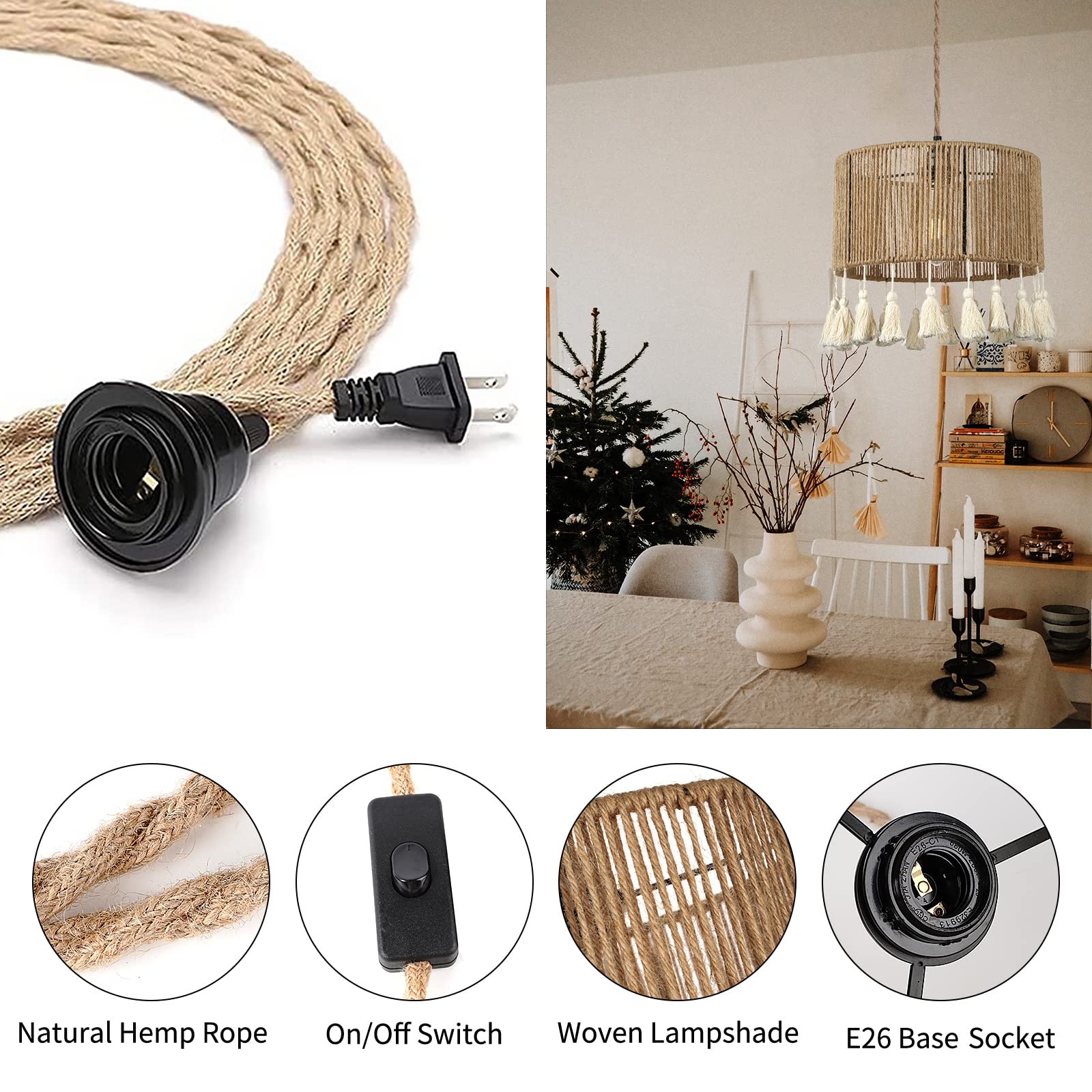 Adjustable Cord Pendant Light Plug In Pendant Light, 15FT Hanging ...