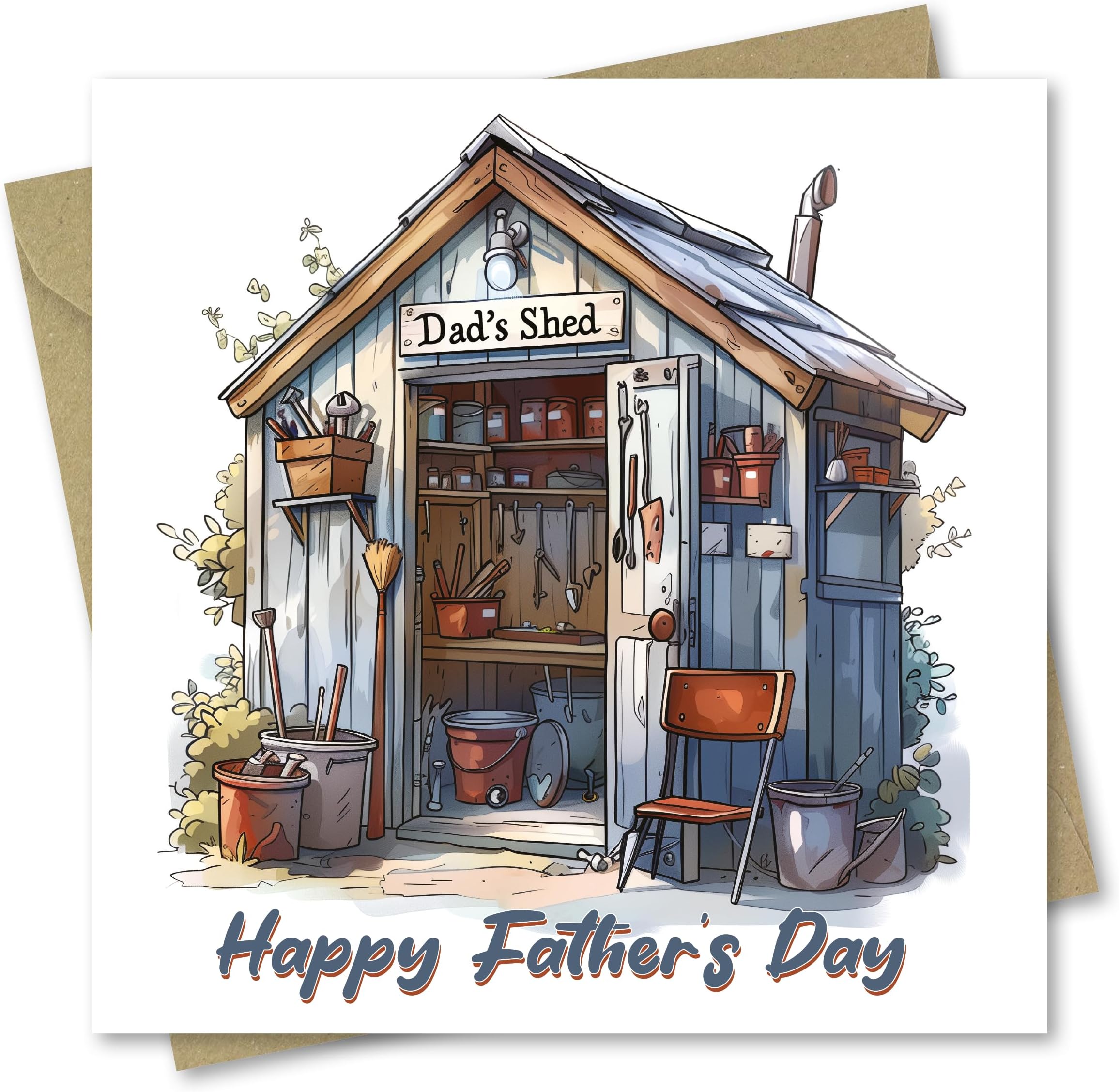 Fathers Day Card. Card for Dad. Dad's Shed Design with Matching ...