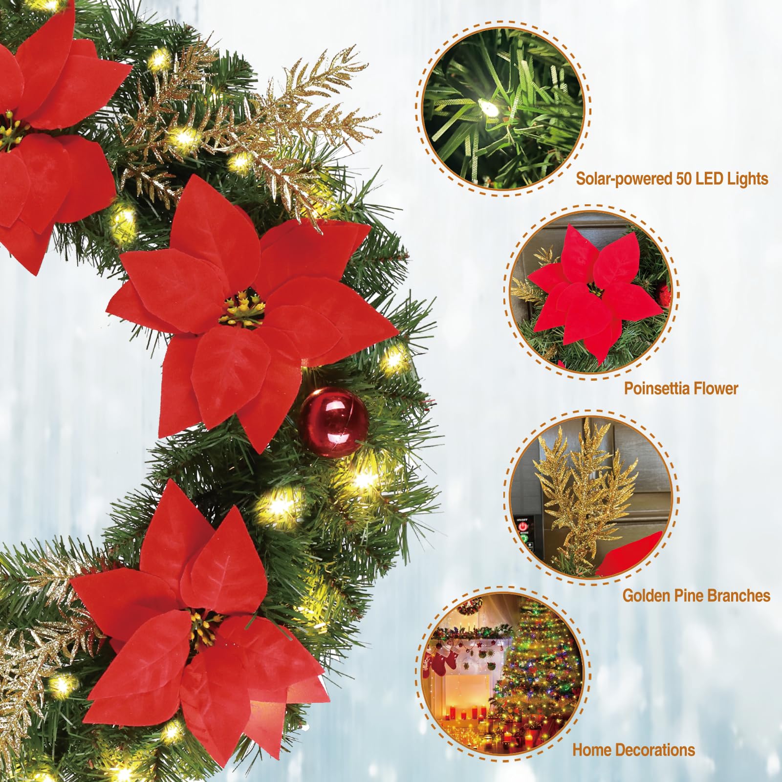 For Solar Power Car Lighted Wreath
