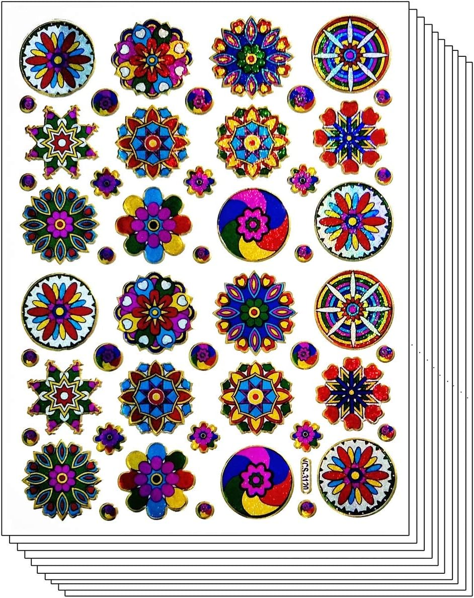 Amazon.com: Stickers Glitter Pack 10 Sheets Beautiful Lotus Flower ...