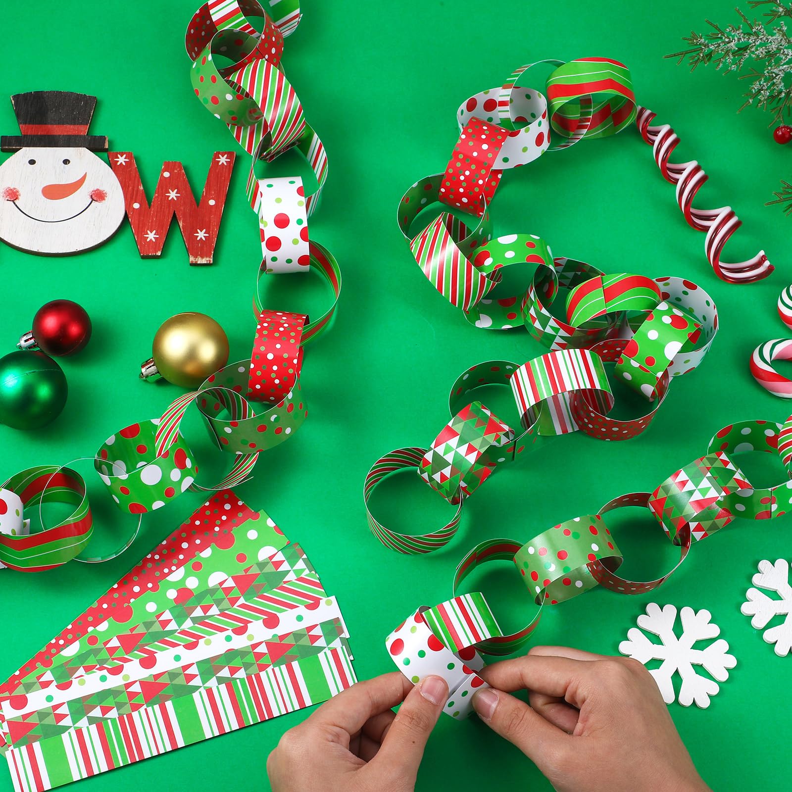 Snapklik.com : 800 Pcs Christmas Paper Chain Strips Craft Decorations ...