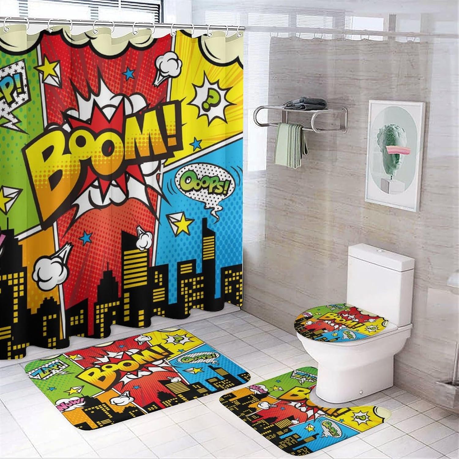 Amazon.com: FBMLBRB Brebasf Watercolor 70s Comic Style 4 Pcs Waterproof ...