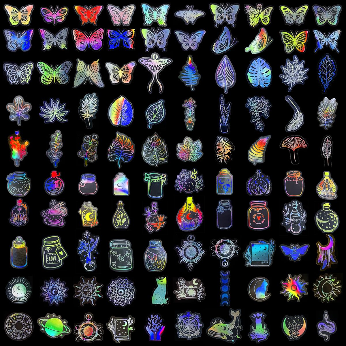 Amazon.com: 200 PCS Holographic Stickers, AFUNTA Iridescent Butterfly ...