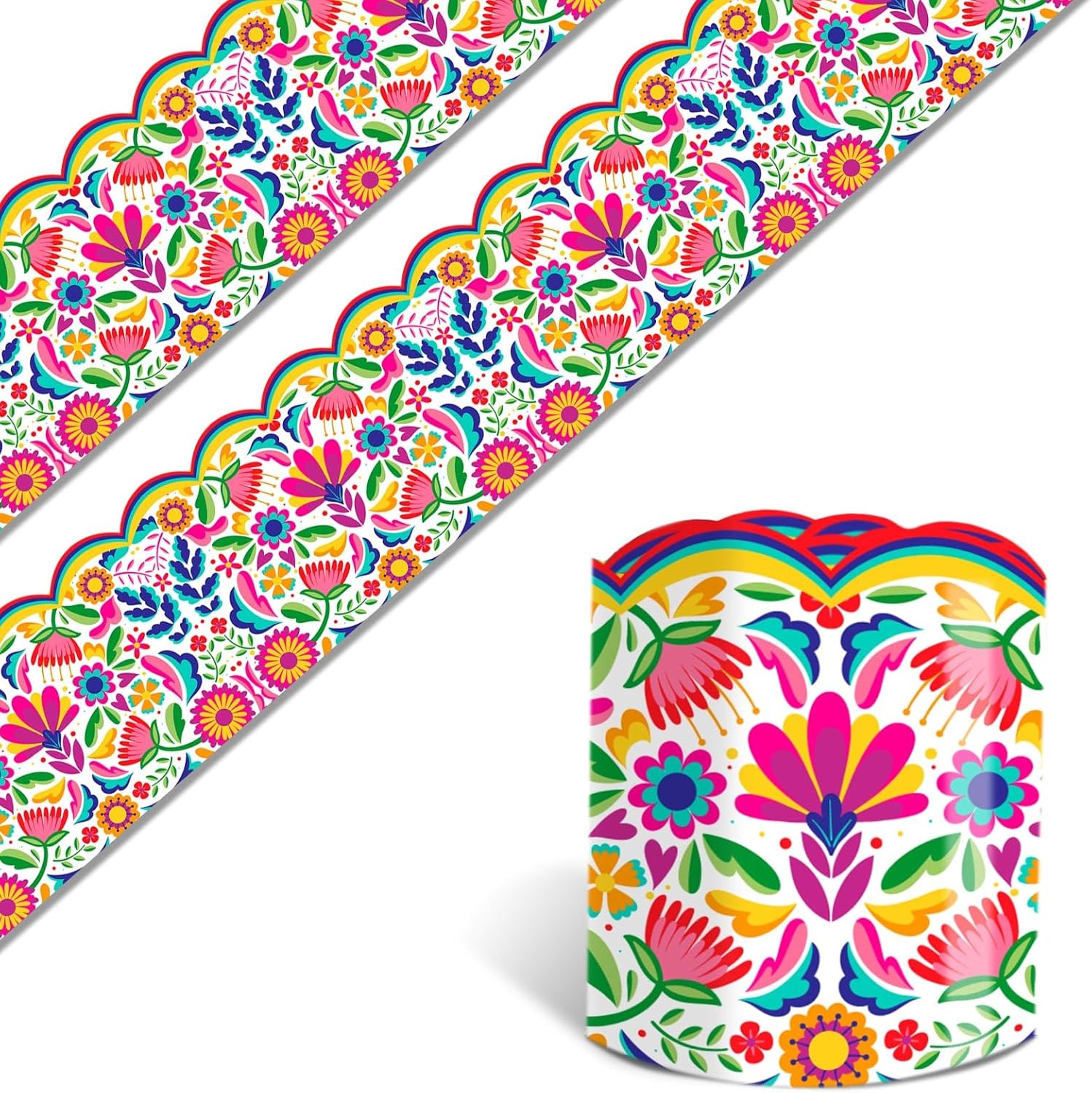 Amazon.com: Buxiuer 32.8 Ft Mexican Floral Bulletin Board Borders ...