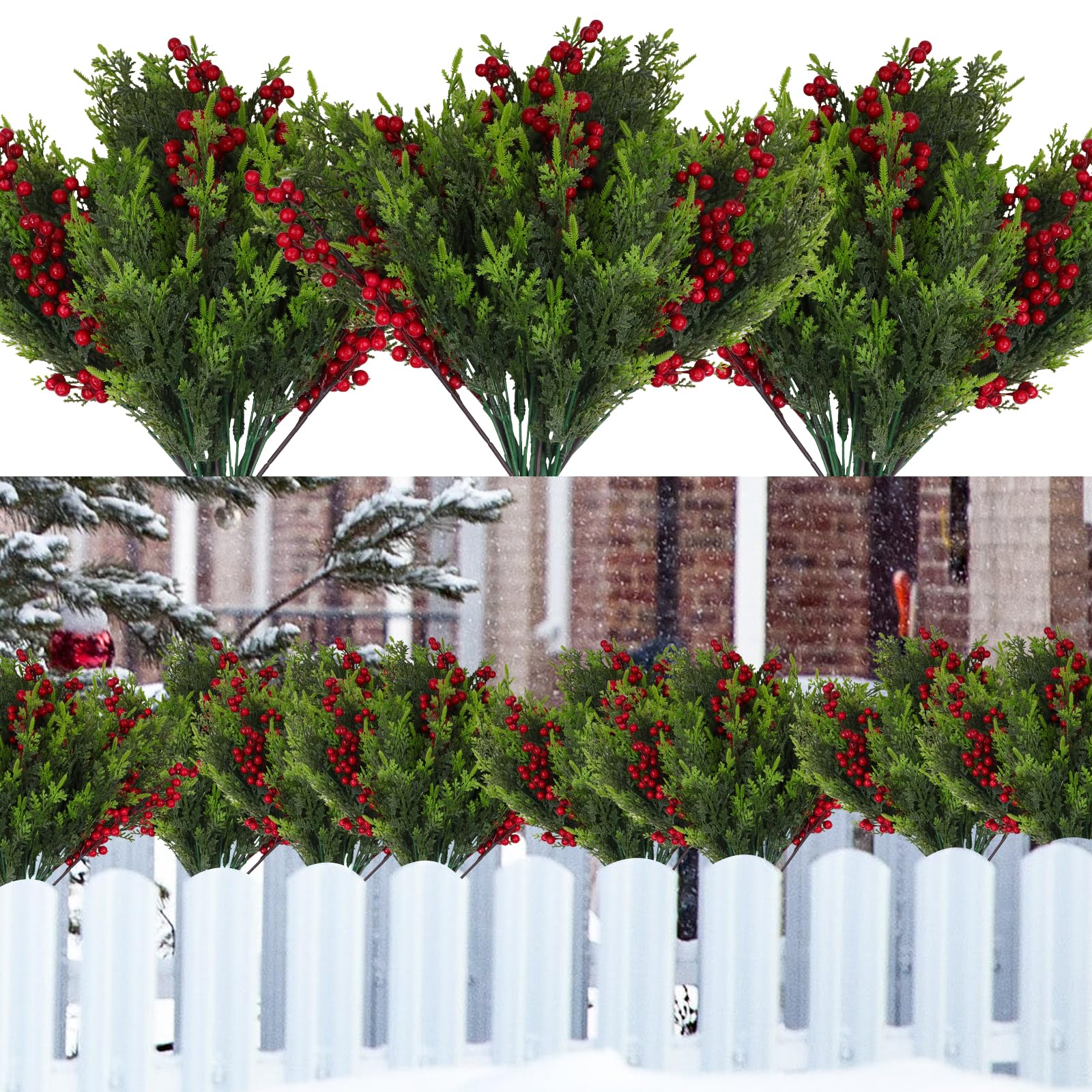 Amazon.com: LovelyPaws 24 Pieces Large Christmas Artificial Plants ...