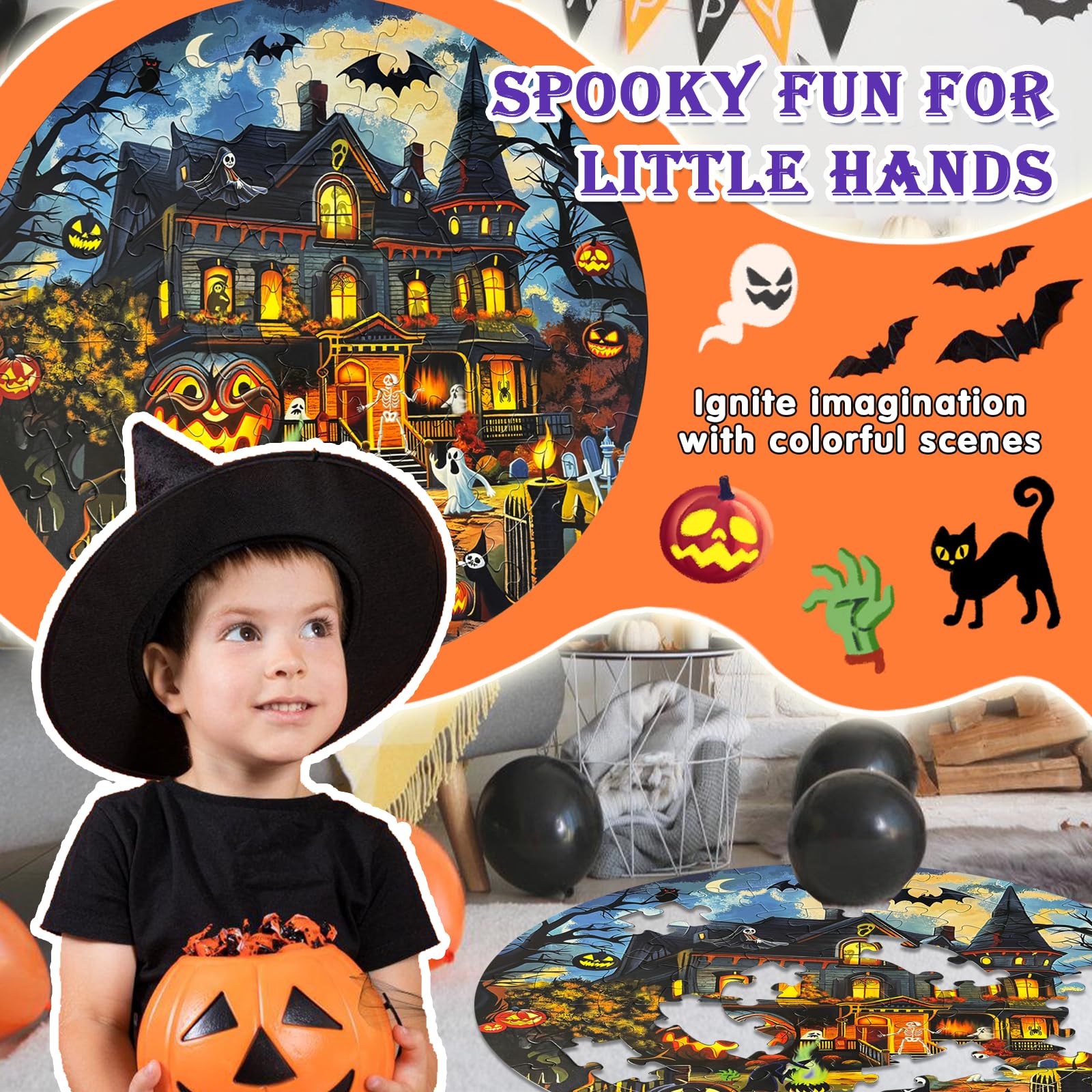 Snapklik.com : 70 Piece Halloween Puzzles For Kids Ages 4-6, 6-8 ...