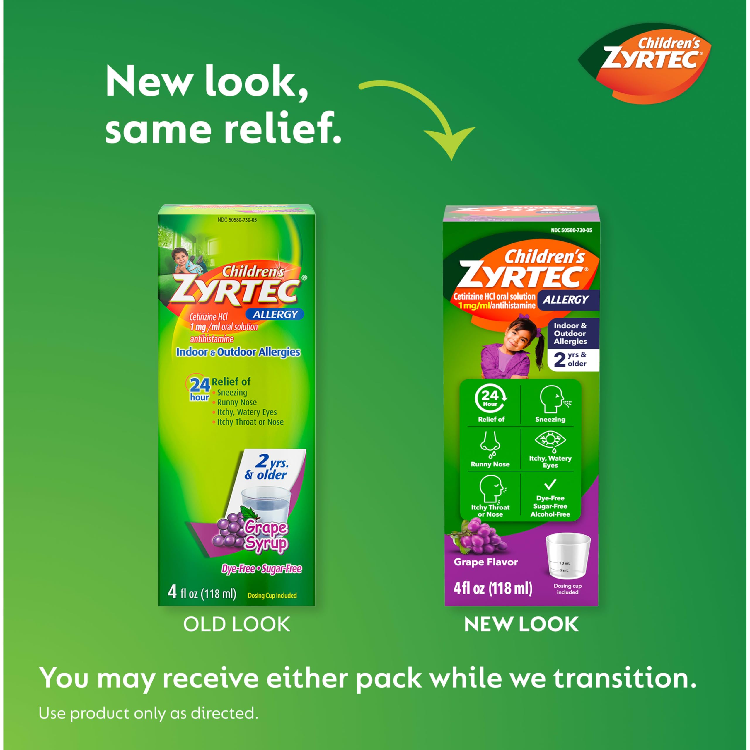 Snapklik.com : Childrens Zyrtec 24 Hour Allergy Relief Syrup, 5 Mg ...
