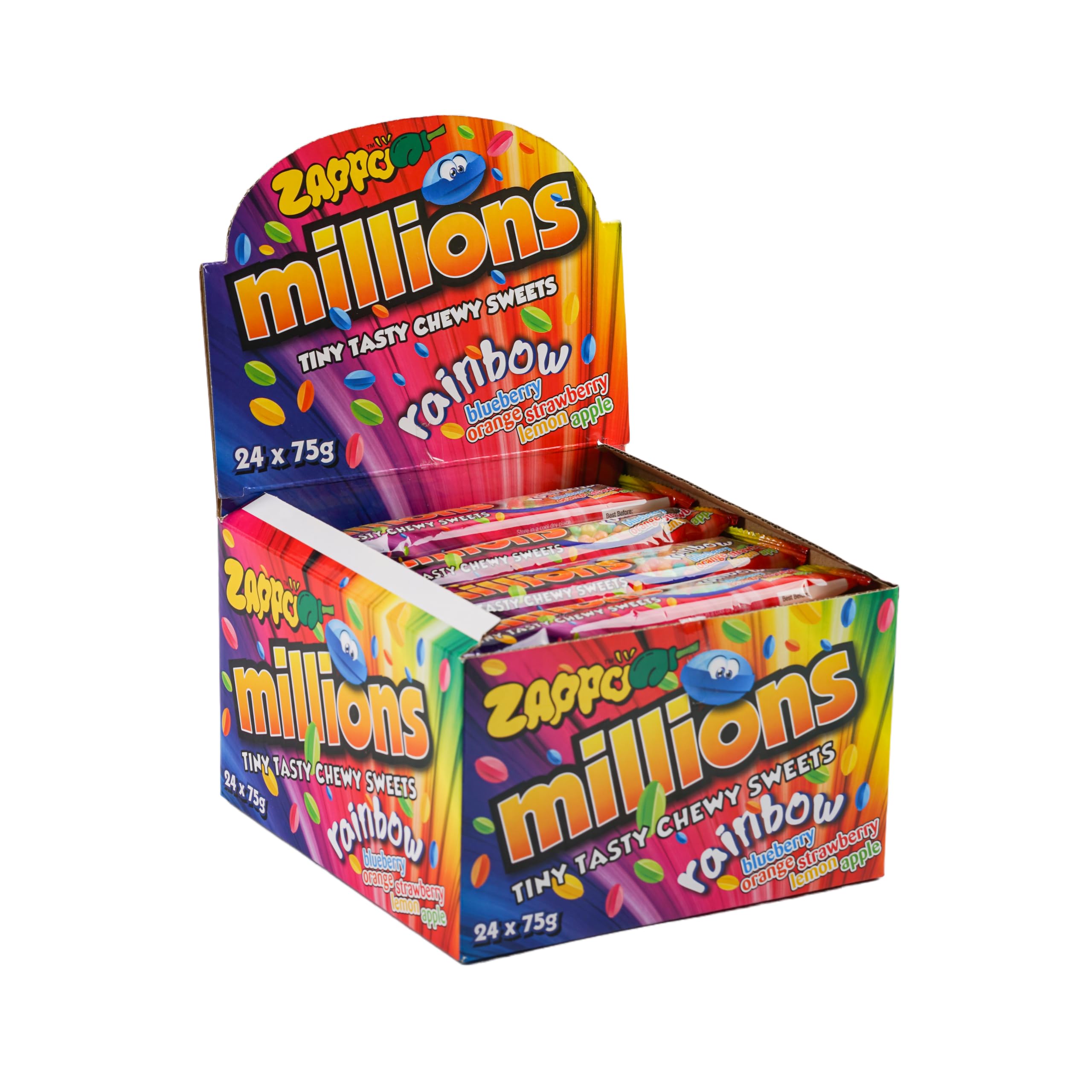ZAPPO Millions Rainbow Chewy Sweets - (Bulk Pack of 24 x 75g) : Amazon ...