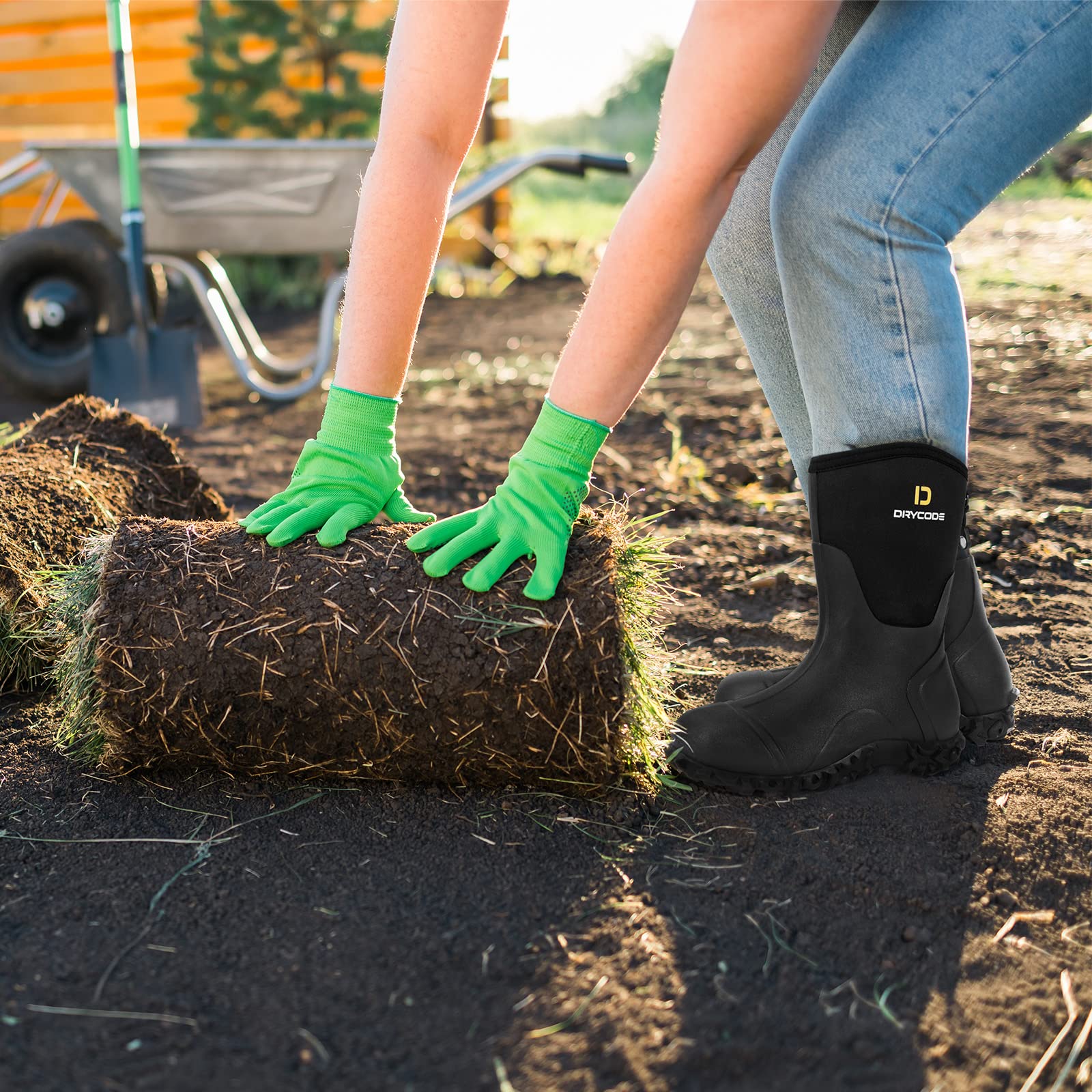 DRYCODE Rubber Boots for Women All Seasons, 5mm Neoprene Mid Calf Rain ...