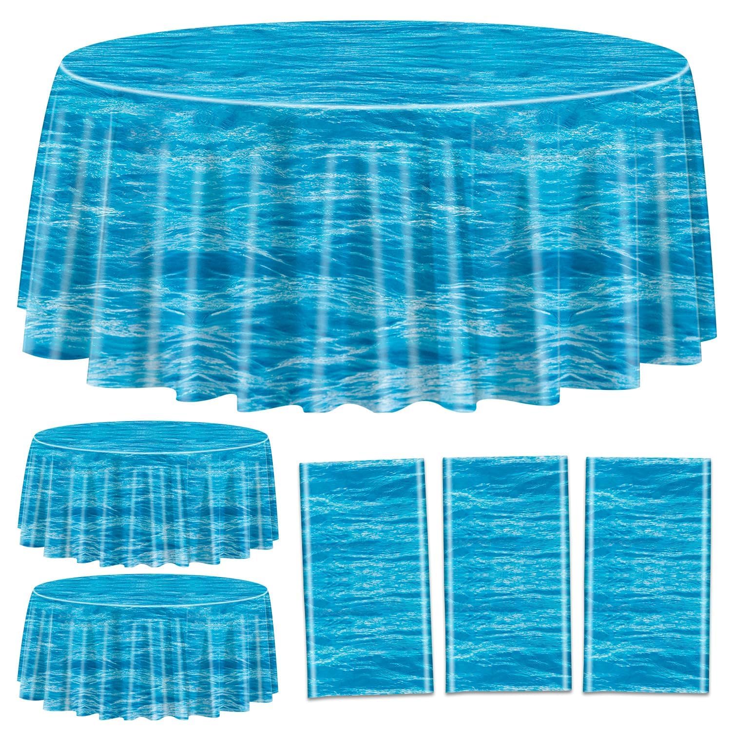 Amazon.com: PIXHOTUL Round Ocean Waves Tablecloths 84 x 84 Inch Under ...