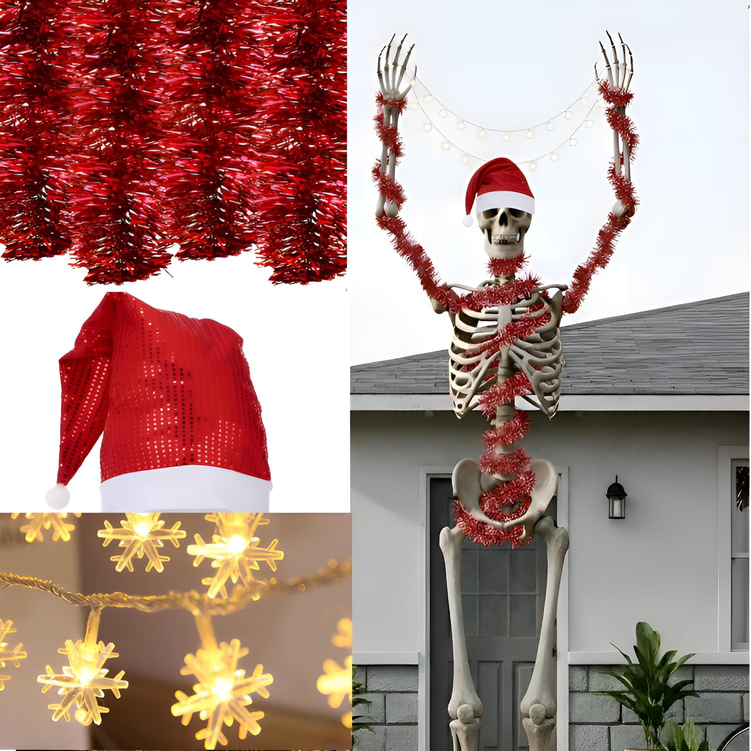 Amazon.com: Tarpop 3 Pcs 12 ft Christmas Skeleton Outfit Skeleton Santa ...