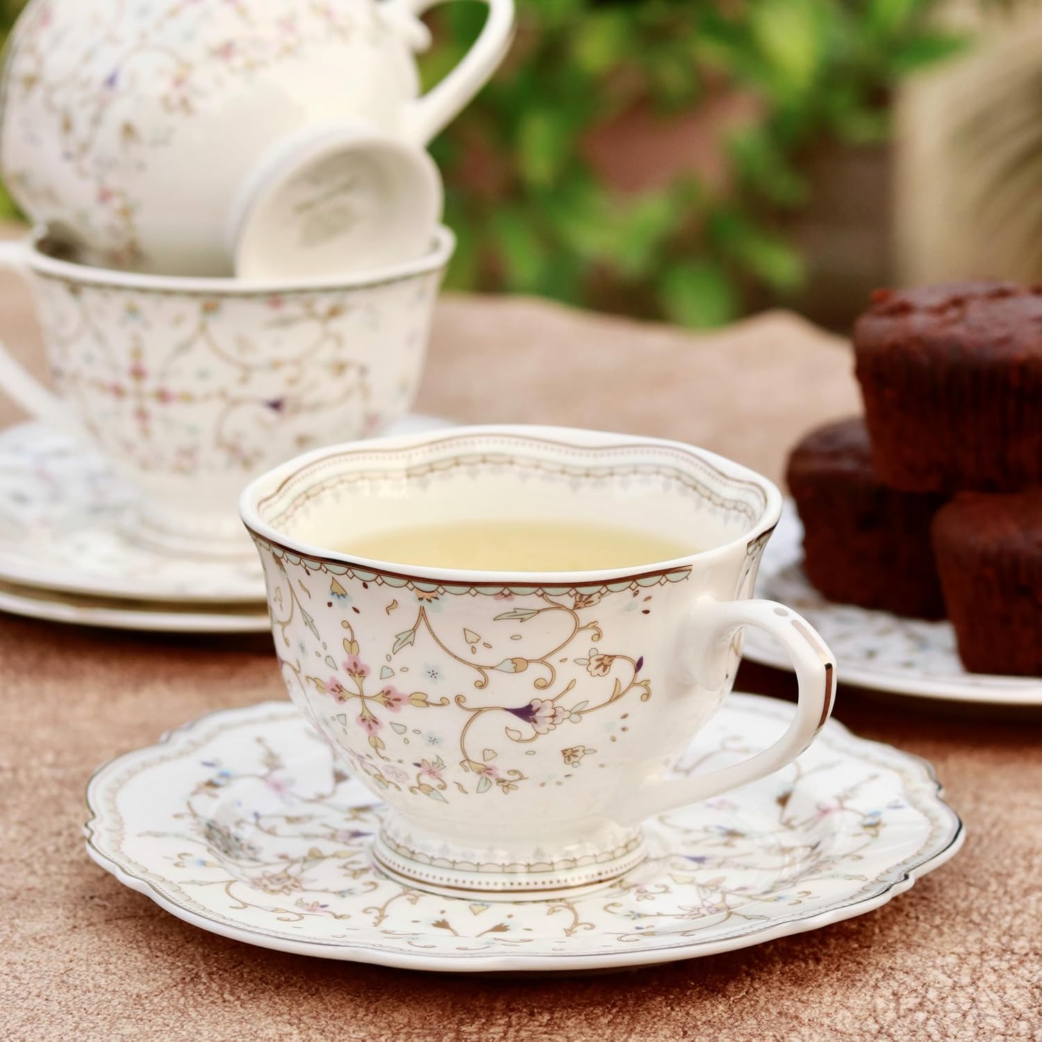 Floral White Pattern Cup and Saucer Set (Vintage Collection) for Tea ...
