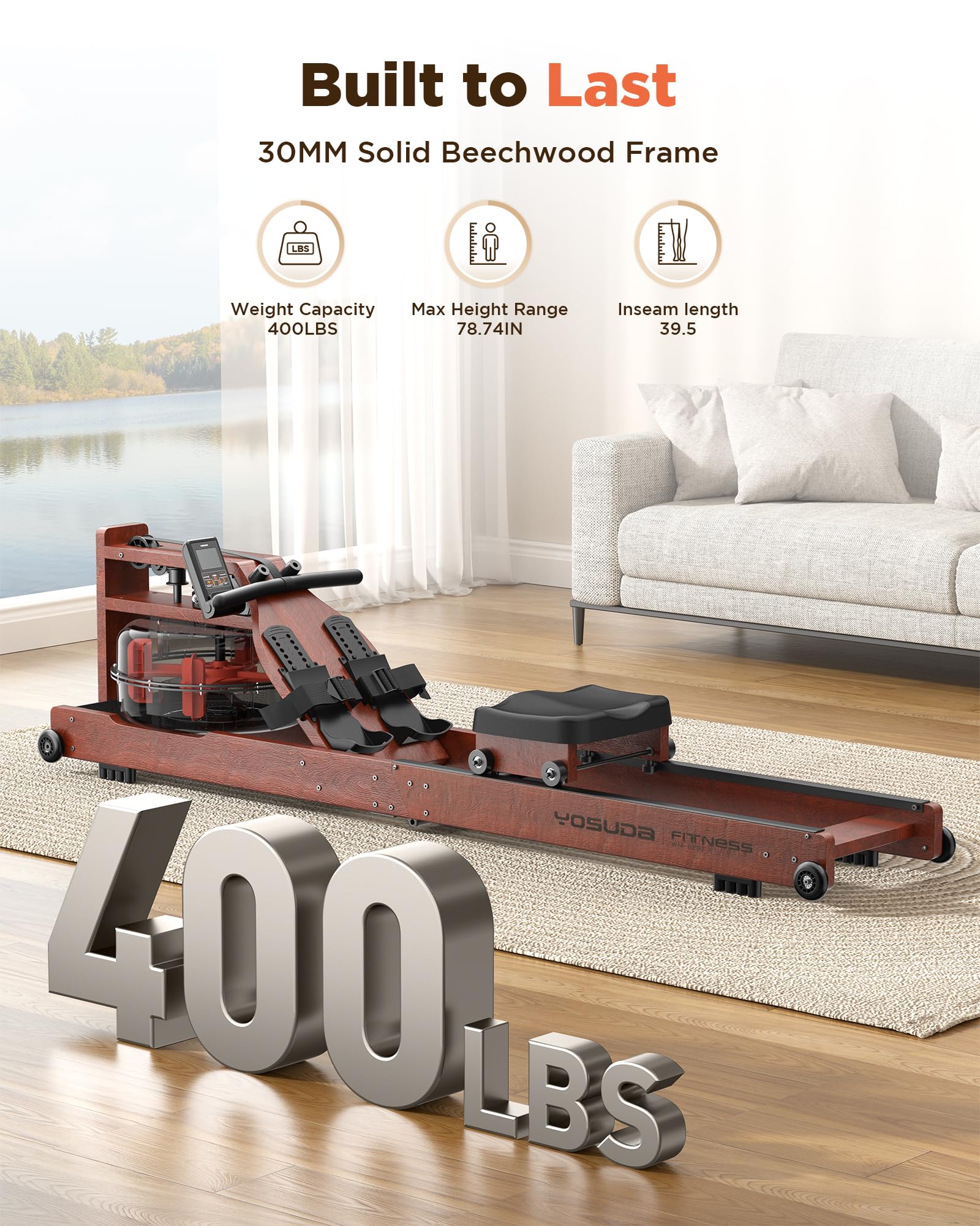 Snapklik.com : YOSUDA Water Rowing Machines For Home Use 400LBS Weight ...