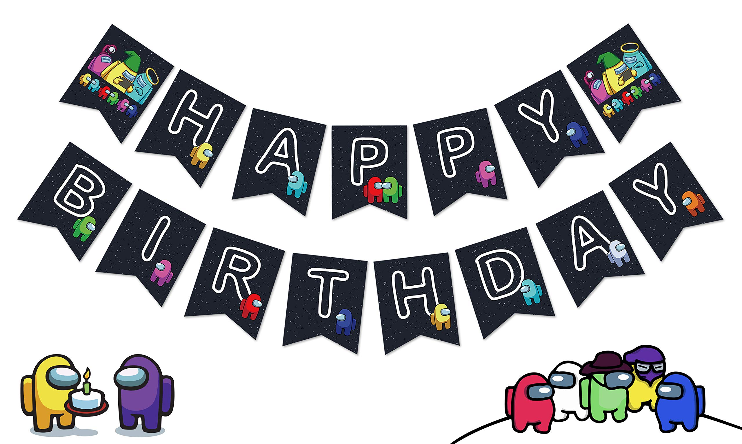 Buy lelon Among Us Birthday Banner, Impostor & Crewmate Bday Sign ...