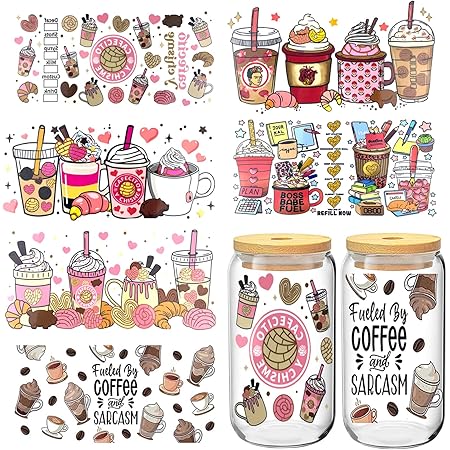 Amazon.com: UV DTF Cup Wrap Transfer Stickers for Glass, 6 Sheets Cup ...