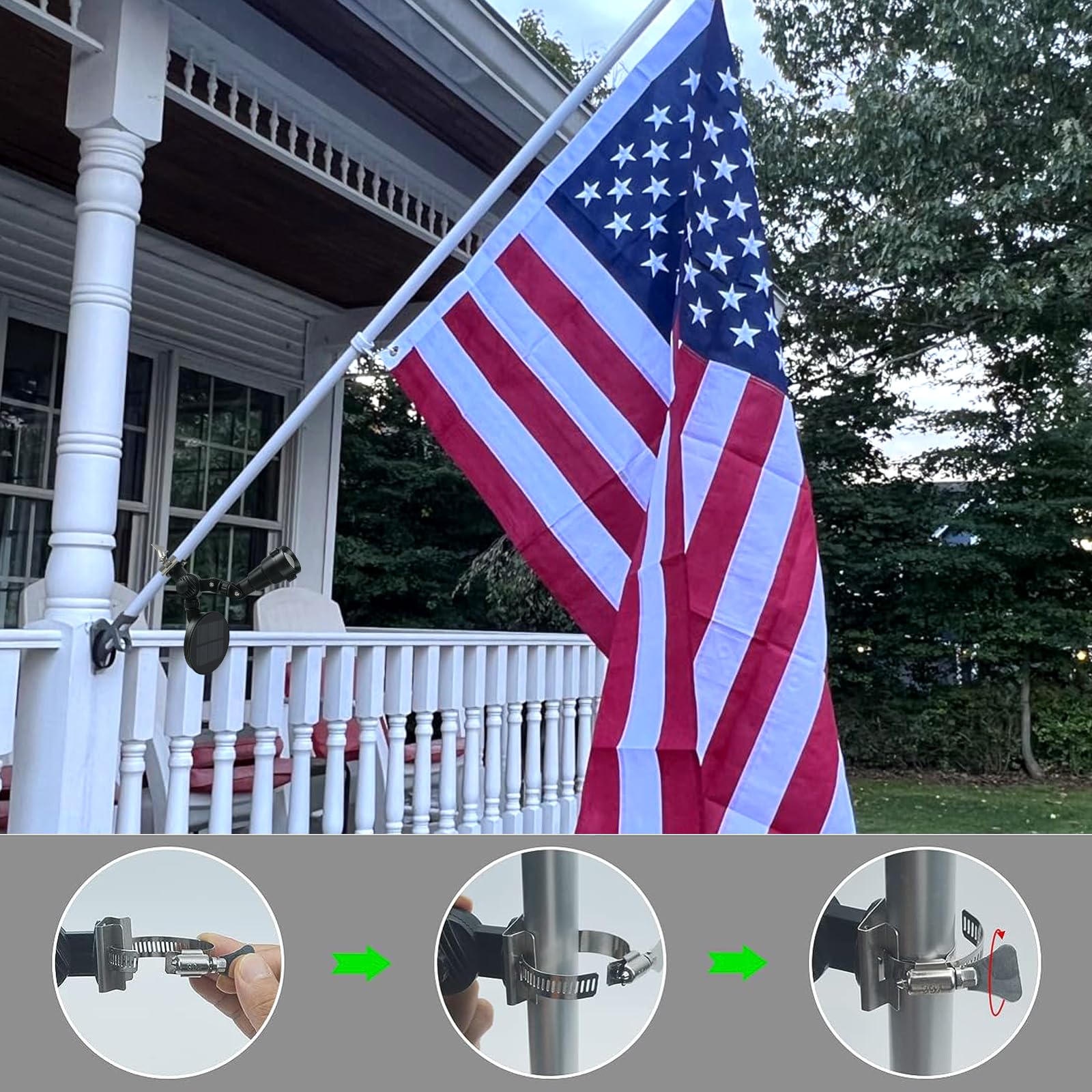 Bright Solar Spotlight For Flag Commercial CREE Solar Flagpole Light