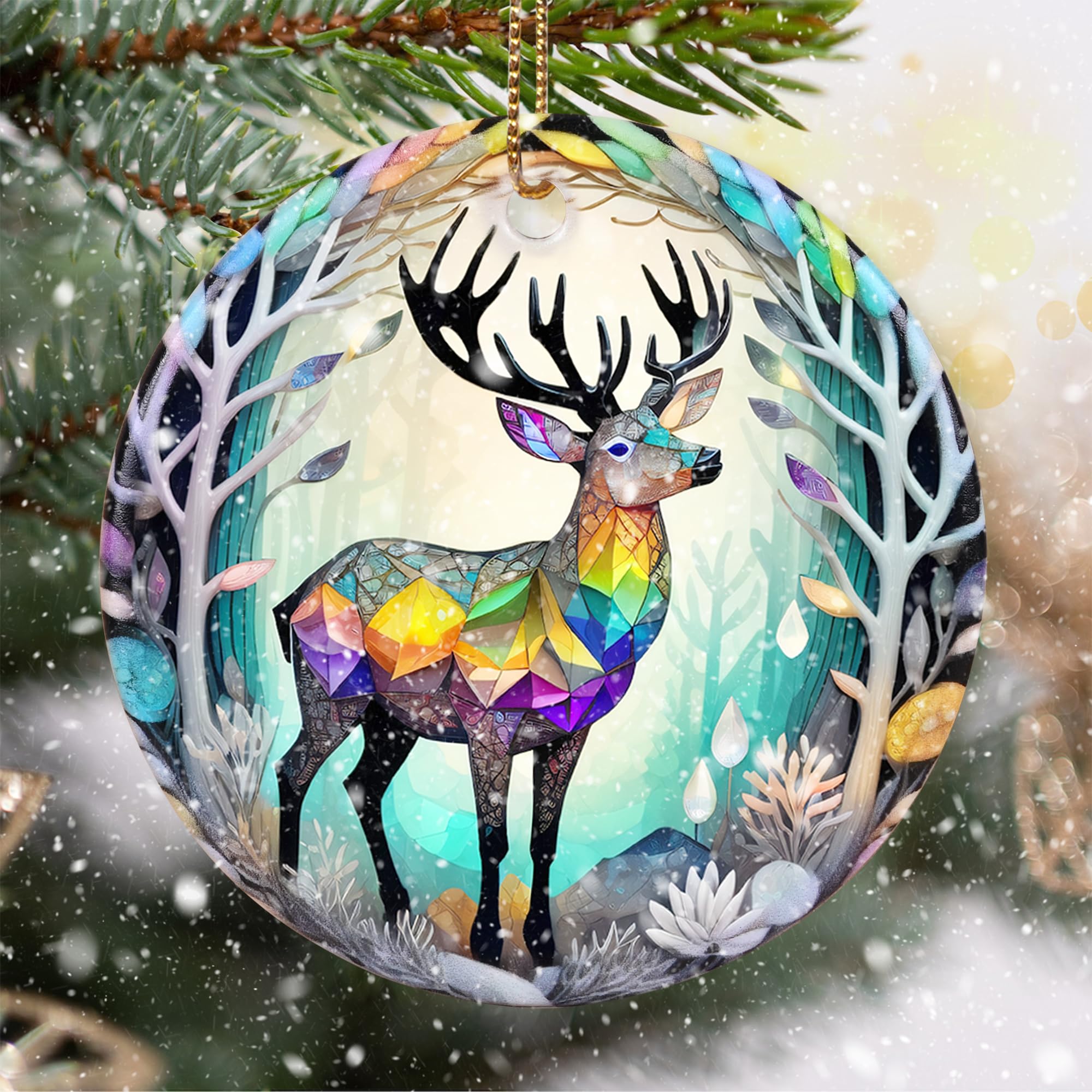 Amazon.com: Touber Stained Ceramic Elk Ornament - Elk Christmas ...