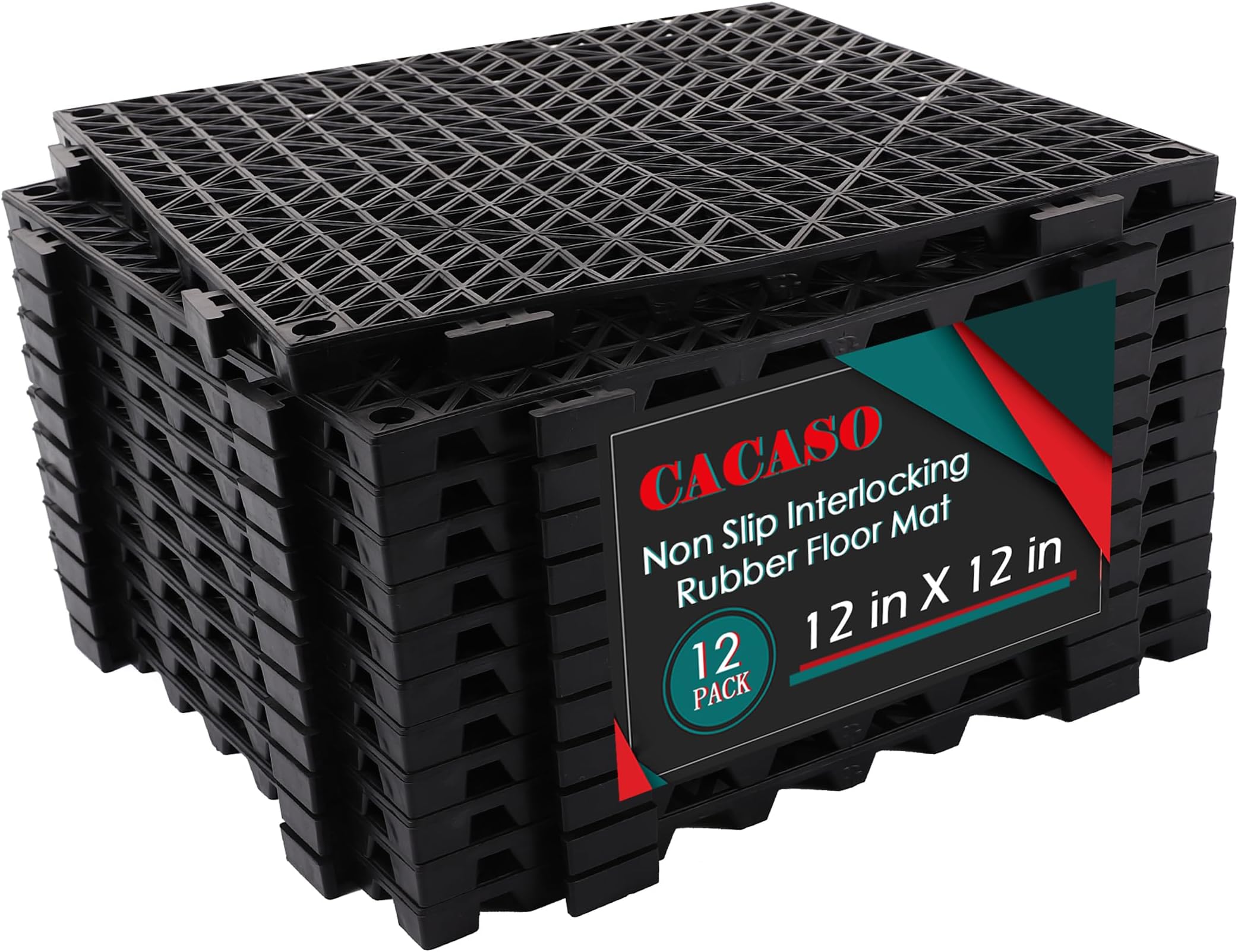 Amazon.com: CACASO 12Pack Interlocking Rubber Floor Tiles,12"x12 ...