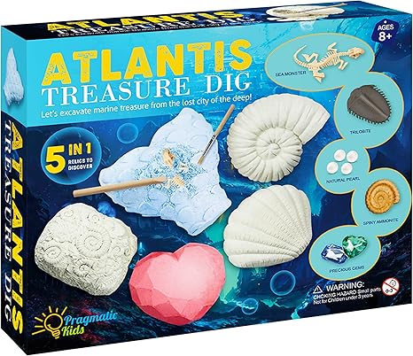 Amazon.com: 5in1 Atlantis Treasure Kit! Educational Digging Kit for ...