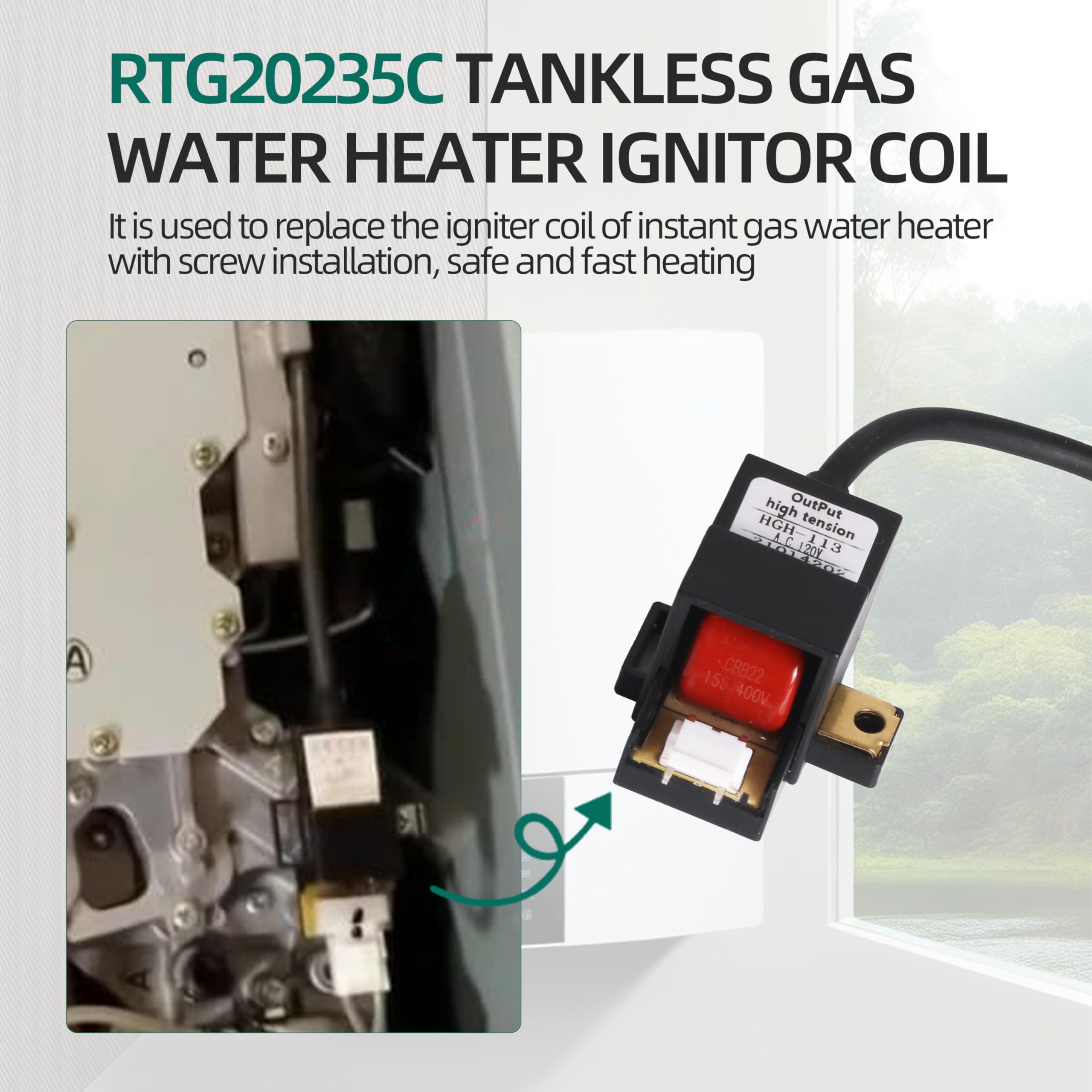 Rheem Tankless Water Heater Igniter RTG20164U - Ignitor Coil - Rheem ...