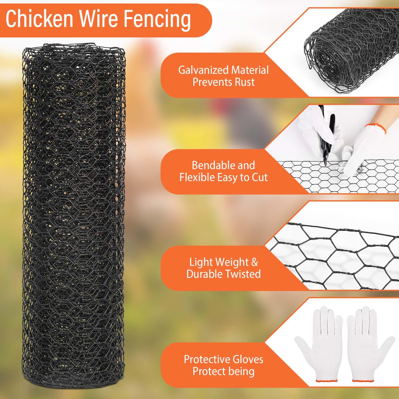 Snapklik.com : Black Chicken Wire Fencing