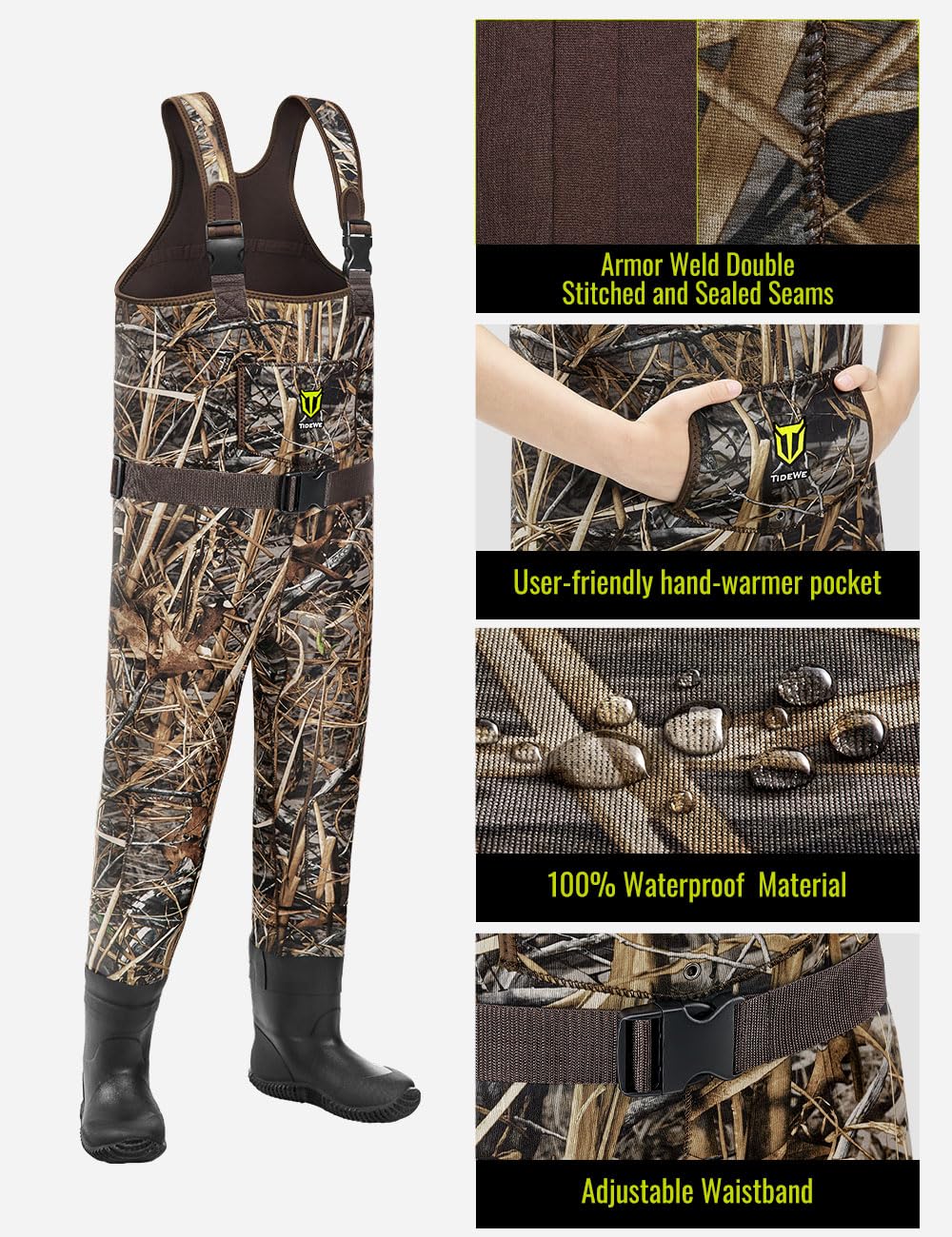 TIDEWE Chest Waders for Toddler & Children, Neoprene Waterproof ...