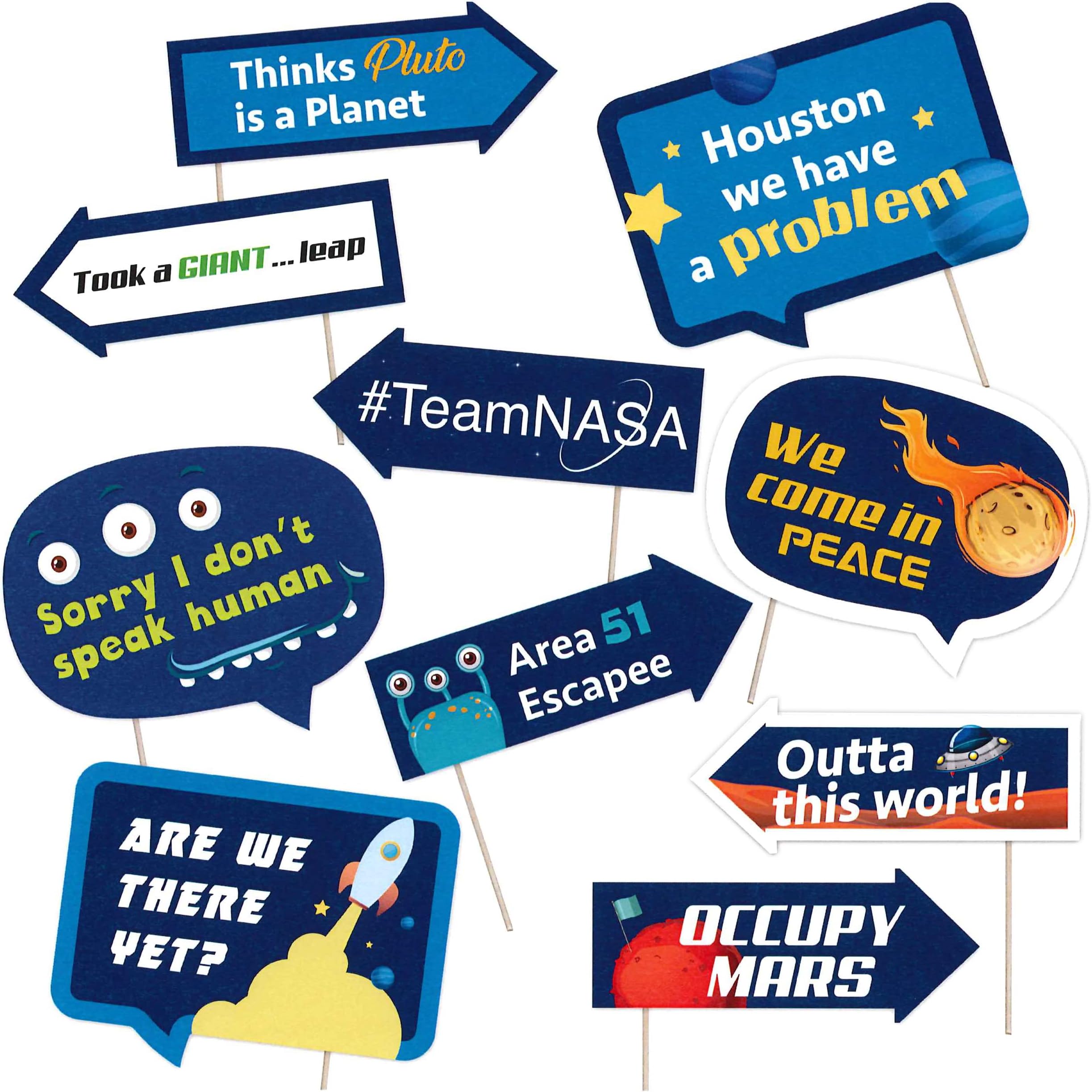 Amazon.com: 8Pcs Alien Themed Photo Booth Props with Sticks UFO ...