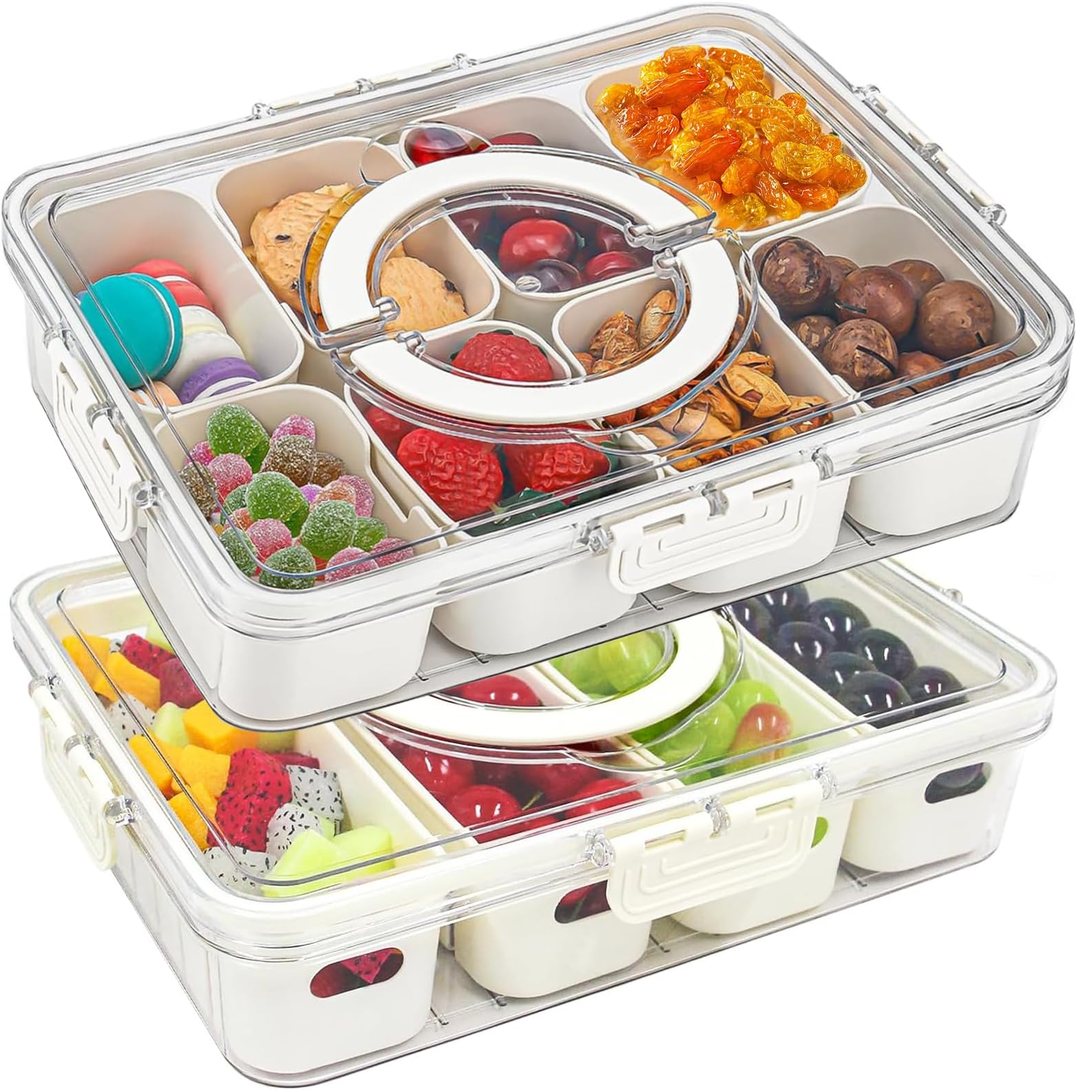 Amazon.com: JDISANGI Divided Serving Tray with Lids and Handle, 8pcs ...