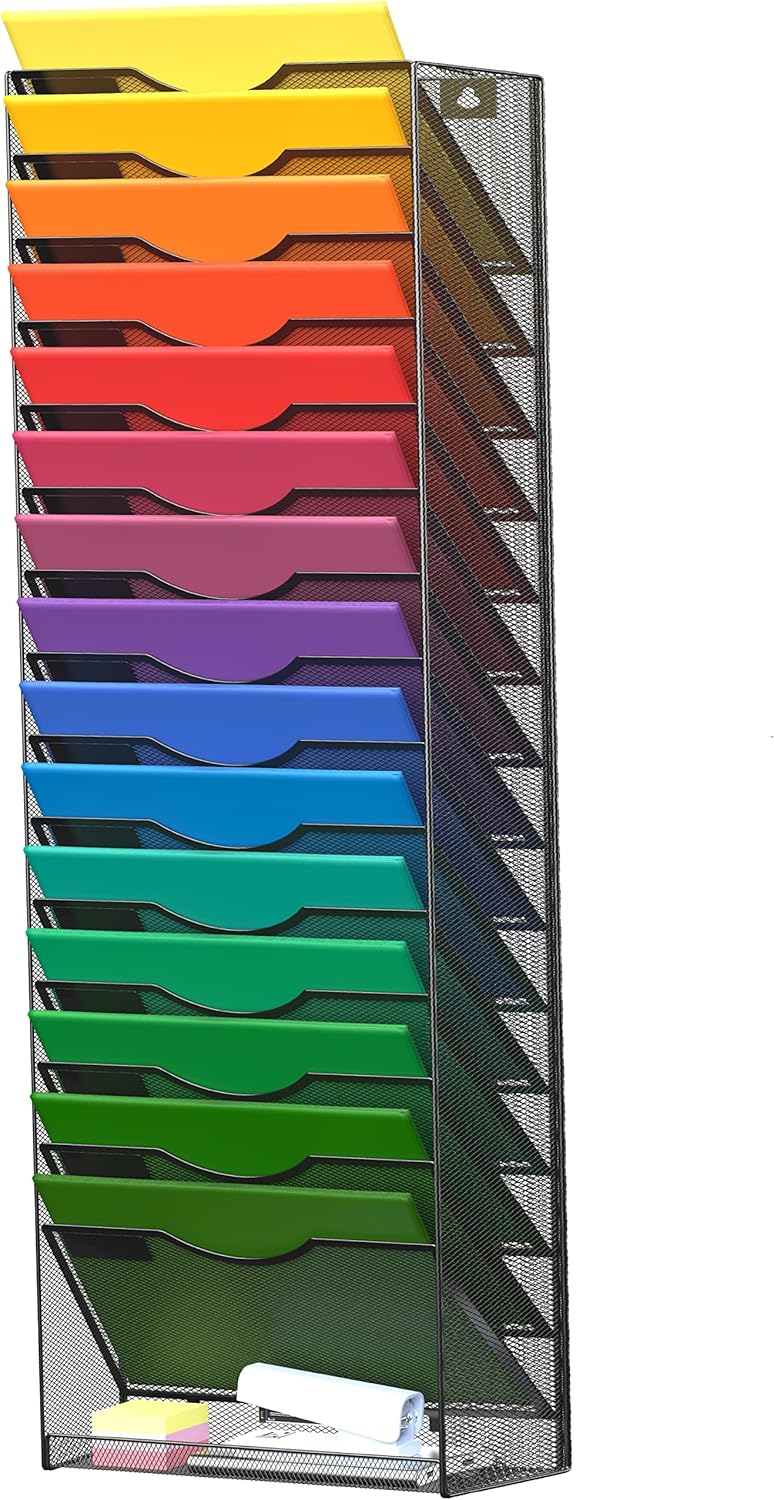Amazon.com: Delifox 16-Tier Wall Mounted Hanging File Organizer Wall ...