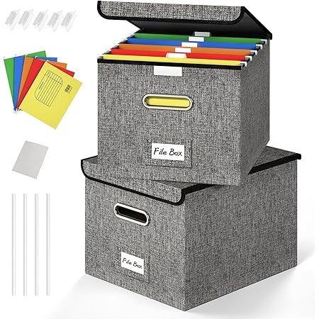 Amazon.com: ZICOTO Decorative File Organizer Box Set of 2 - Collapsible ...