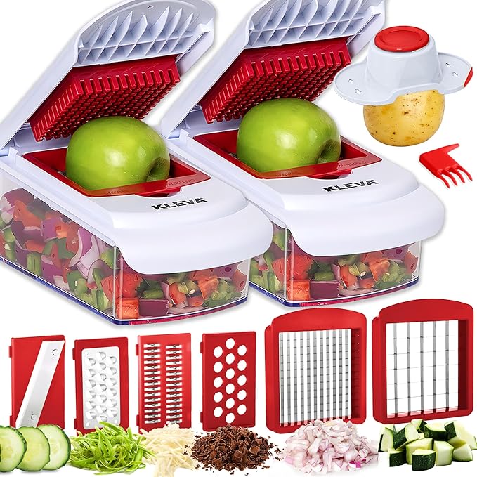 Kleva Range 2 x Kleva Cube Cutters 12 in 1 Slice, Dice, & Chop Compact ...