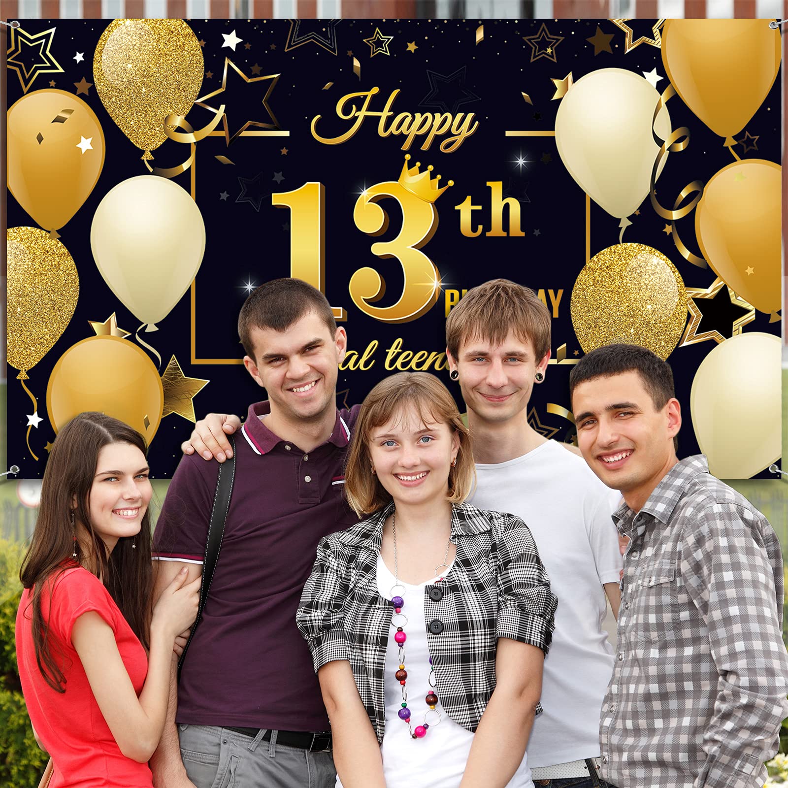 Happy 13th Birthday Backdrop Banner 13 Years Old Birthday Party Banner ...