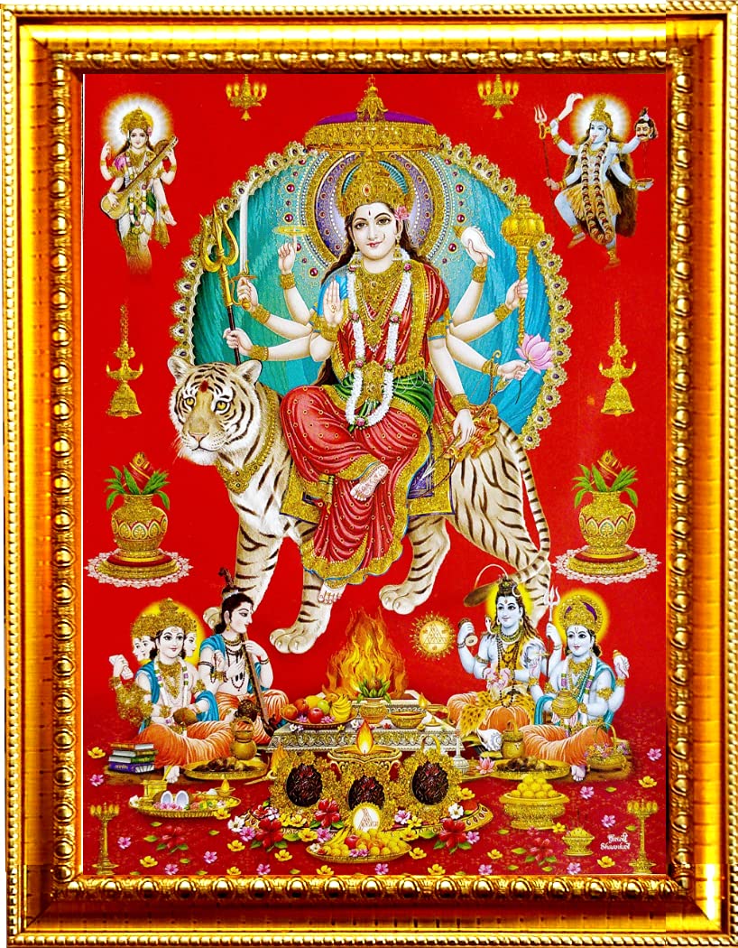 Buy Suninow Durga maa Religious Framed Painting for Wall and Pooja ...