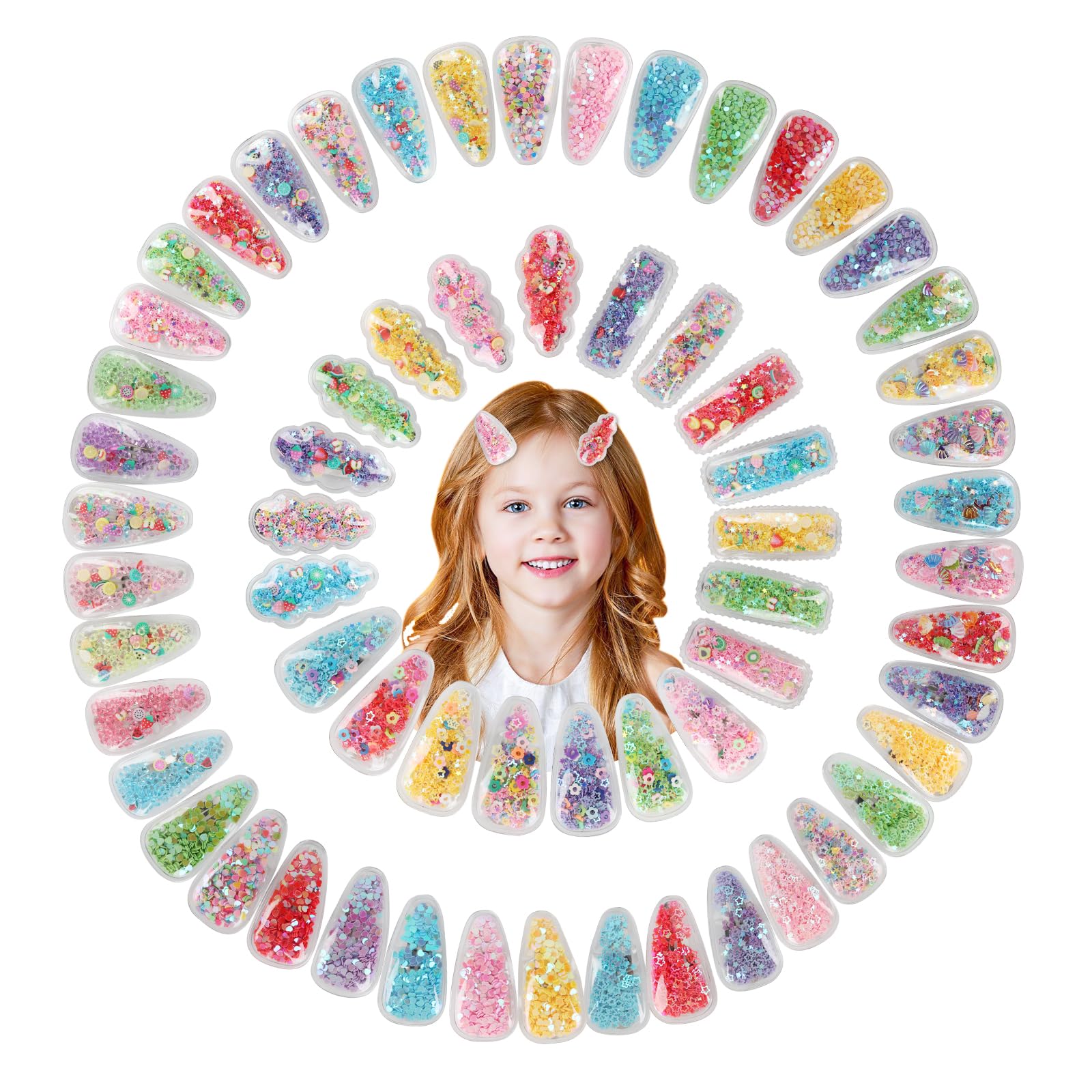 Amazon.com : 63pcs Glitter Hair Clips for Kids,Snap Hair Clips,Hair ...