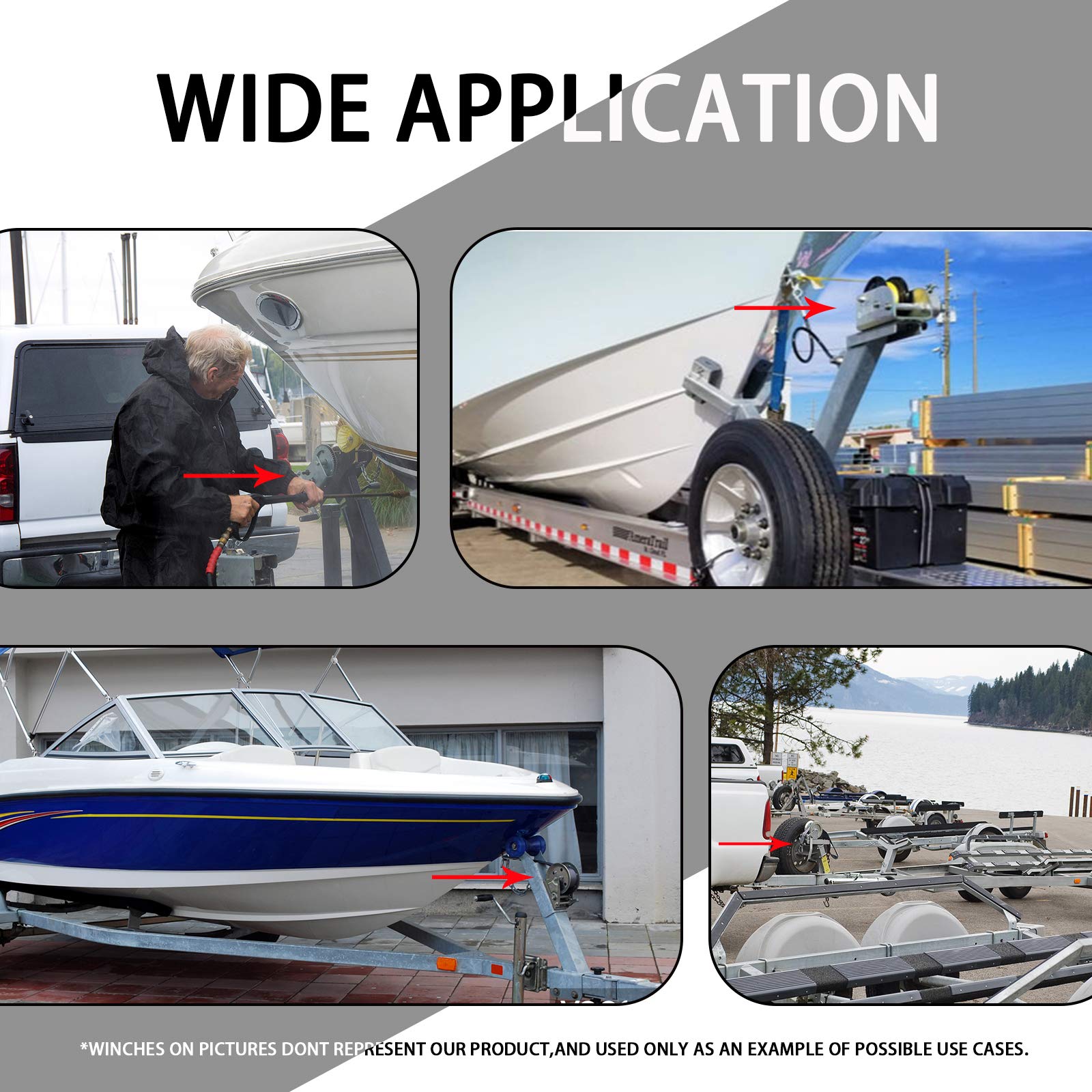 TYT 3500lbs Boat Trailer Winch with 32ft Steel Cable, Heavy Duty Hook ...